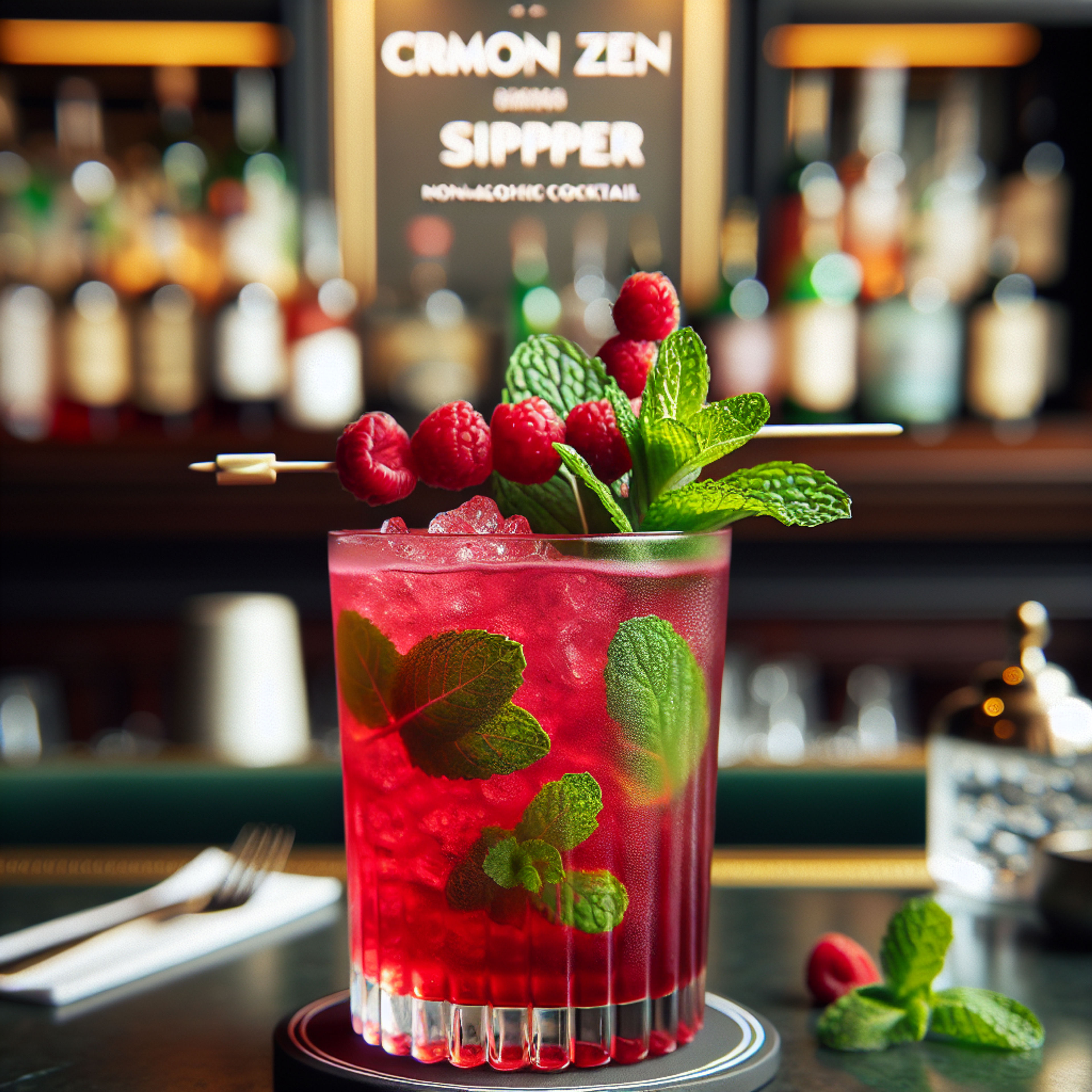 Crimson Zen Sipper, Refreshing and aromatic mocktail with raspberries ...