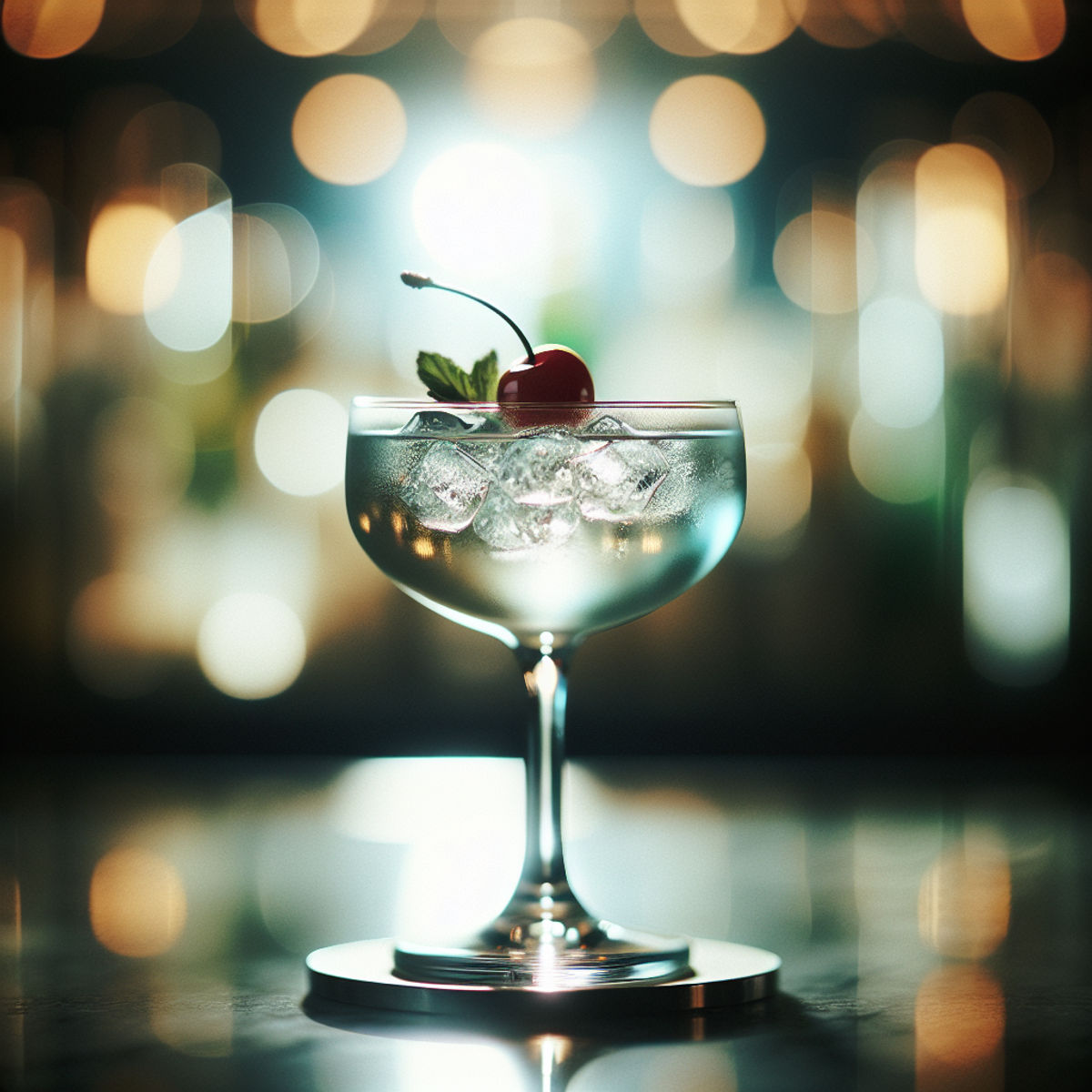 Crystal Twilight, Sophisticated, minimalist cocktail with floral and ...