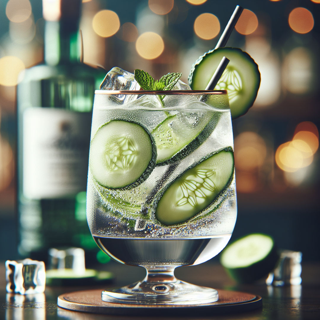 Cucumber Fizz Gin Delight, Refreshing gin-based cocktail with cucumber ...