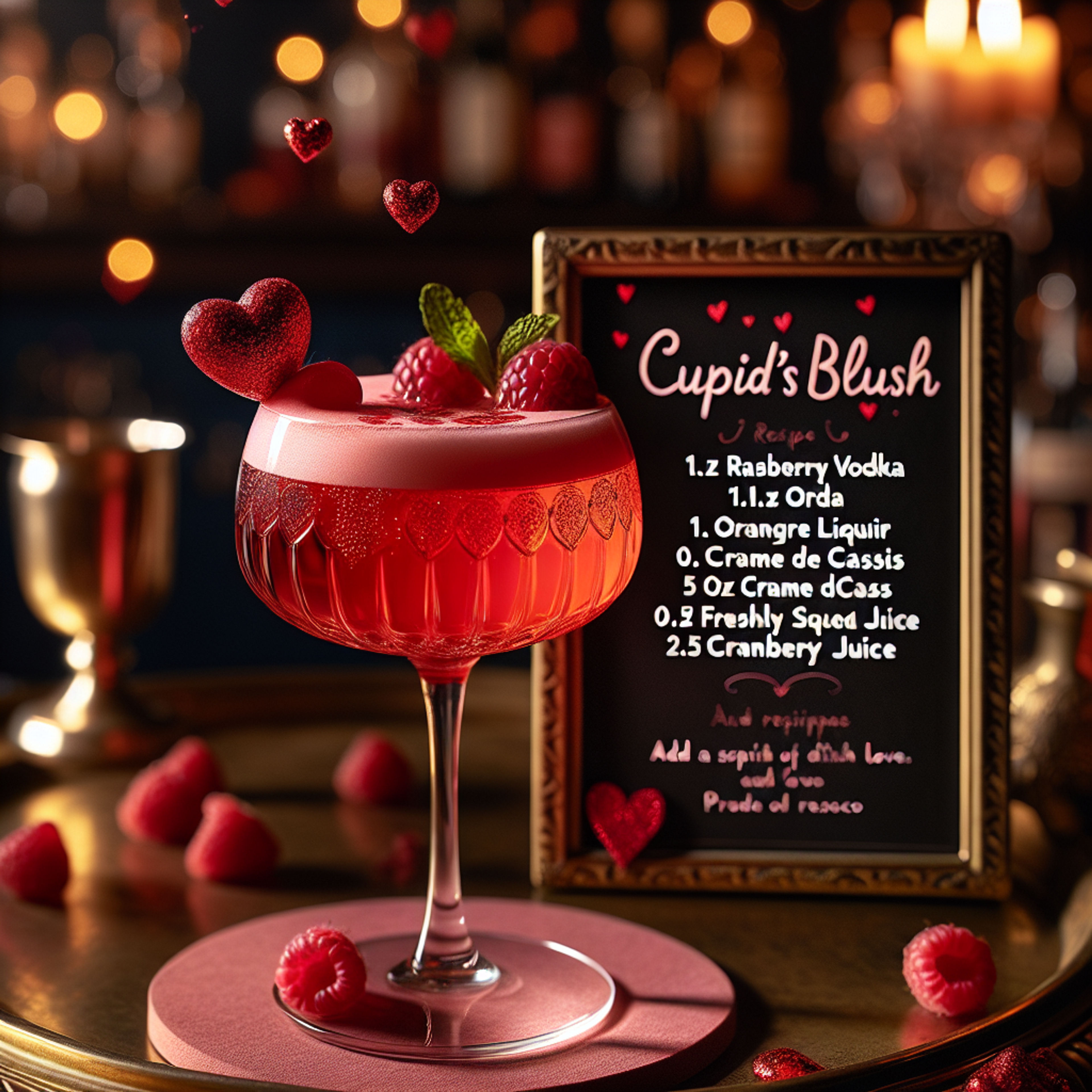 Cupid's Blush, Vibrant red cocktail for Valentine's Day