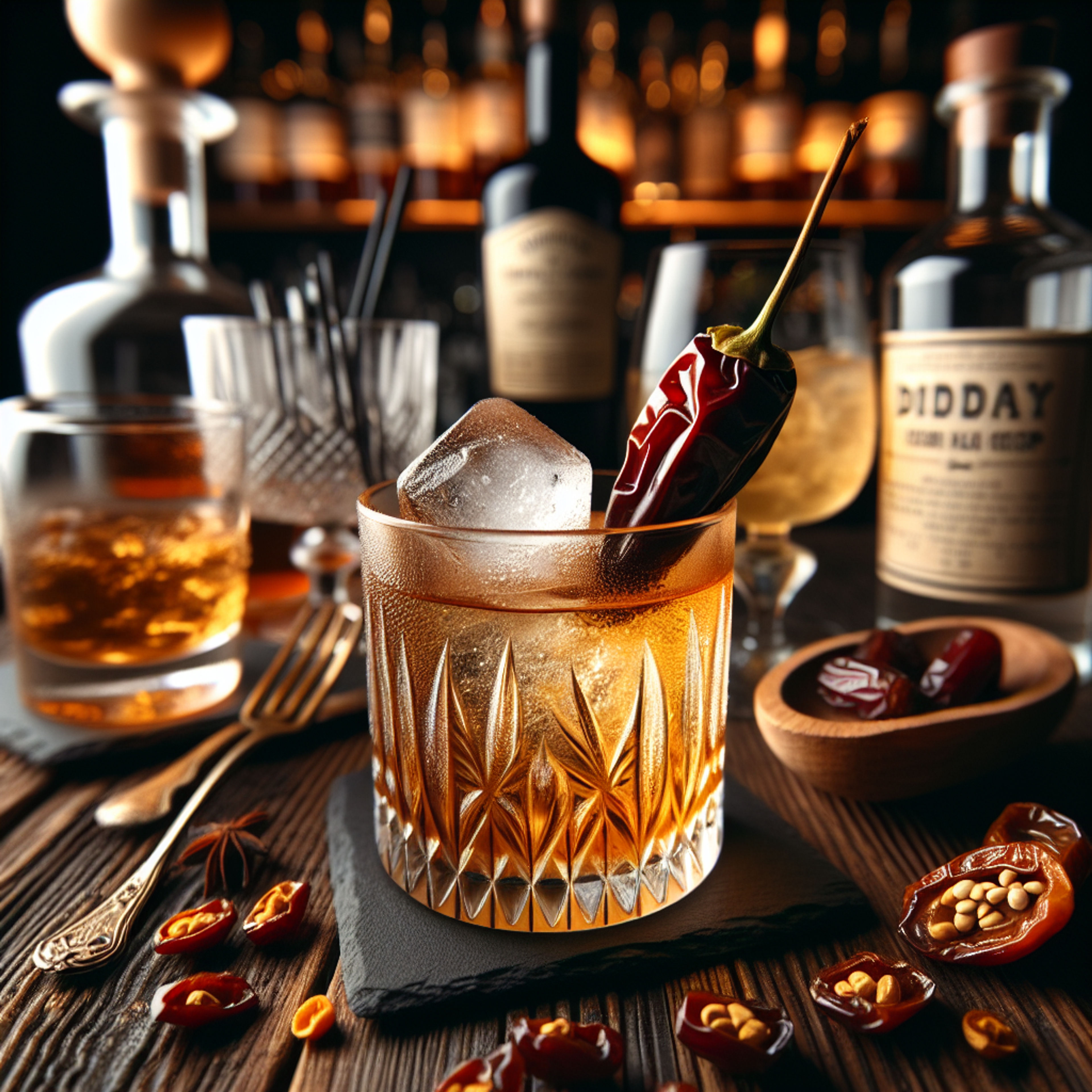 Desert Fire Oasis, Cocktail capturing the essence of the desert landscape