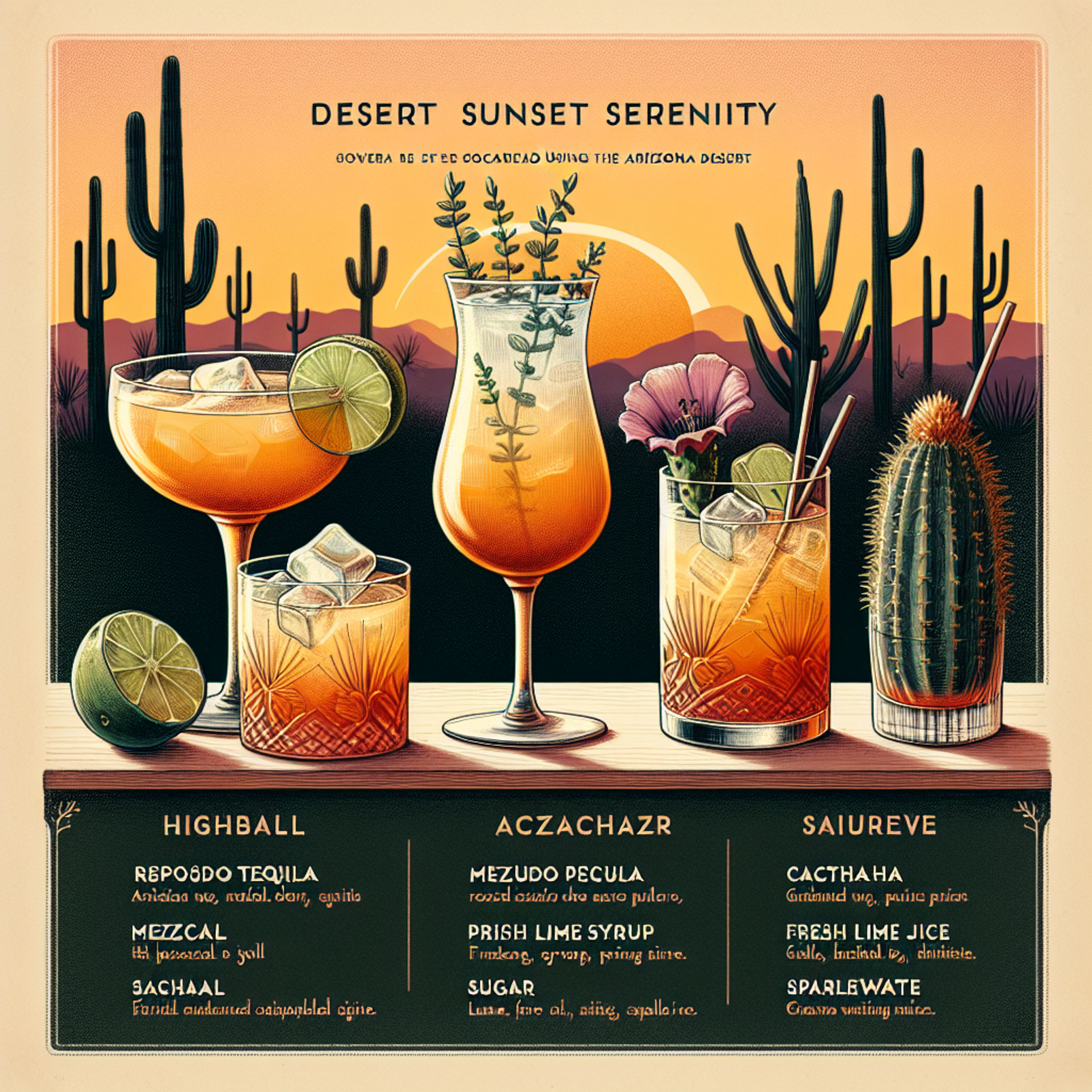 Desert Sunset Serenity, Arizona desert-inspired cocktails flight