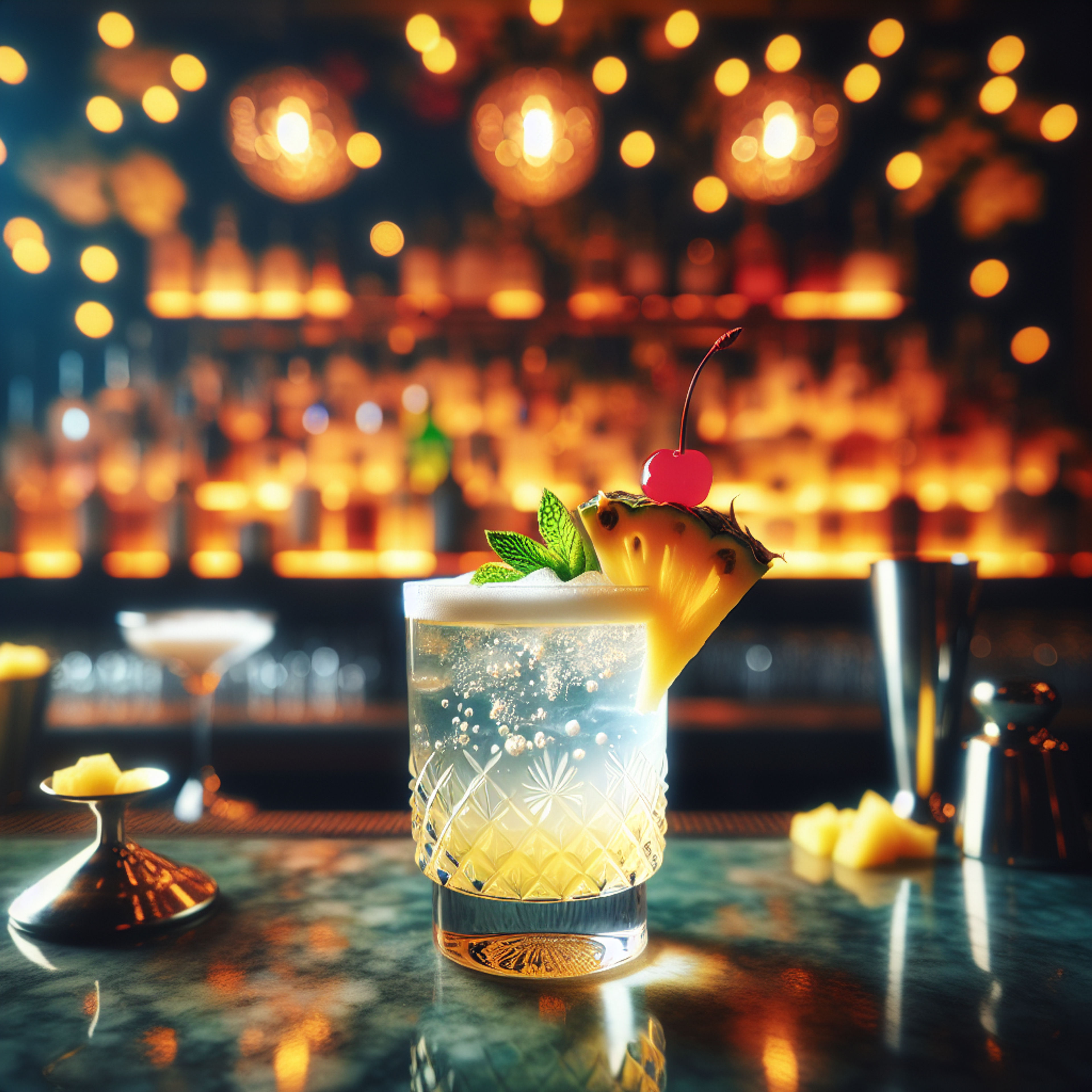 Disco Inferno, Vibrant disco cocktail with tropical flavors and ...