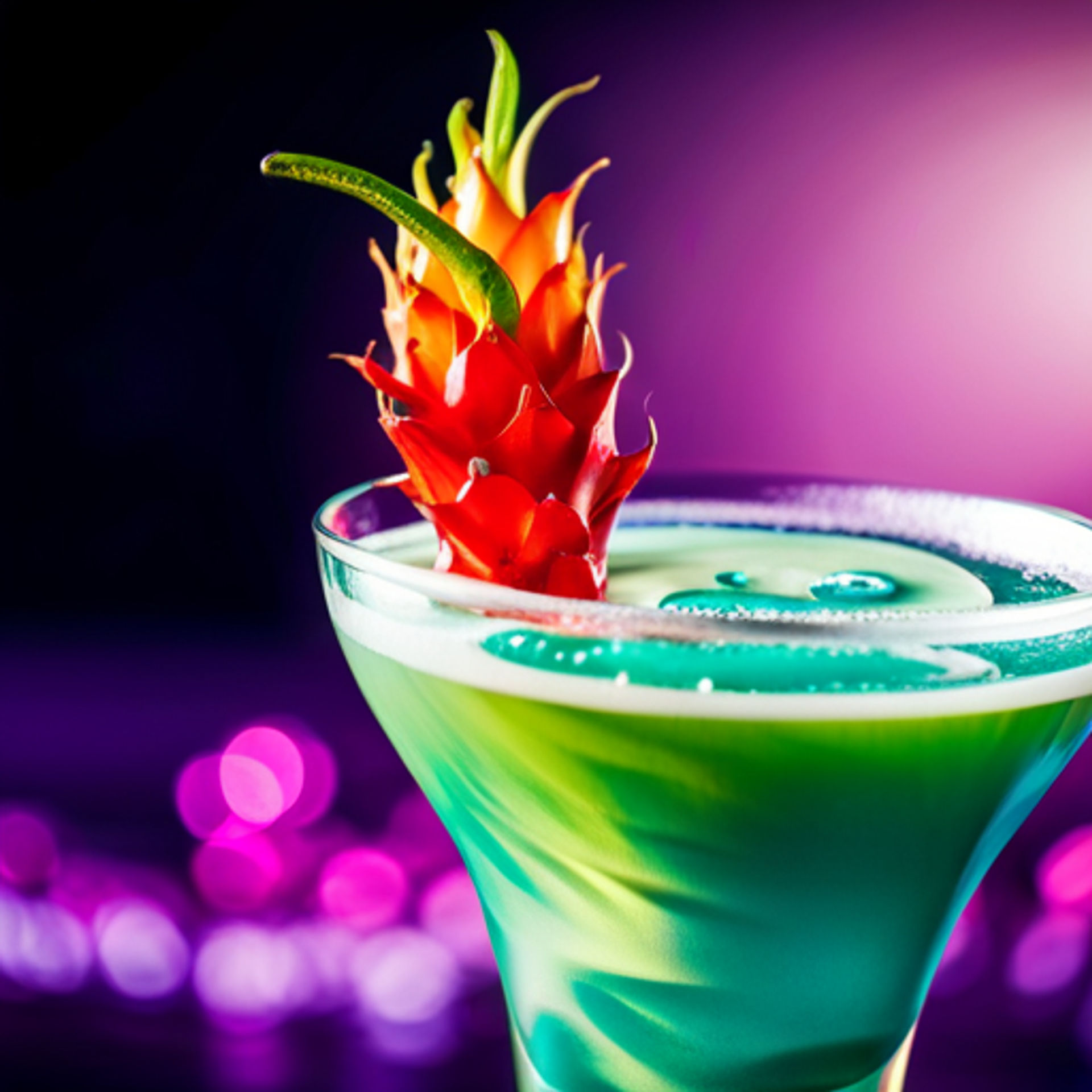 Dragon Fruit Midori Splash, Exotic cocktail with Midori and dragon ...