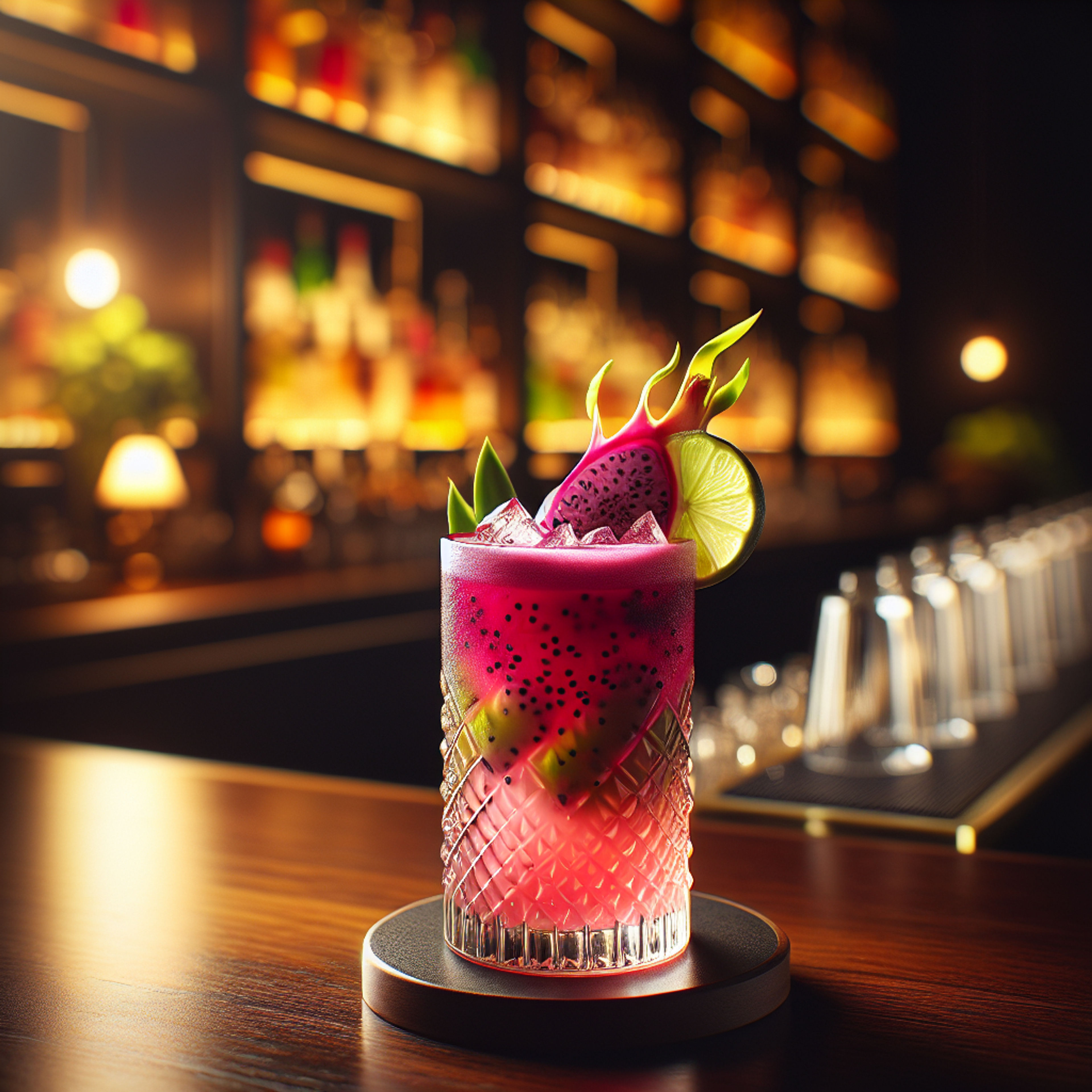 Dragon's Blush Elixir, Exotic cocktail with pink dragon fruit and rum