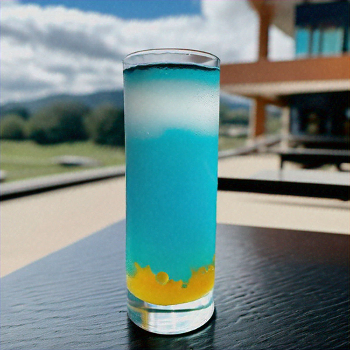 Drink Celestial Cloudburst, Elegant gin cocktail with spherified blue ...