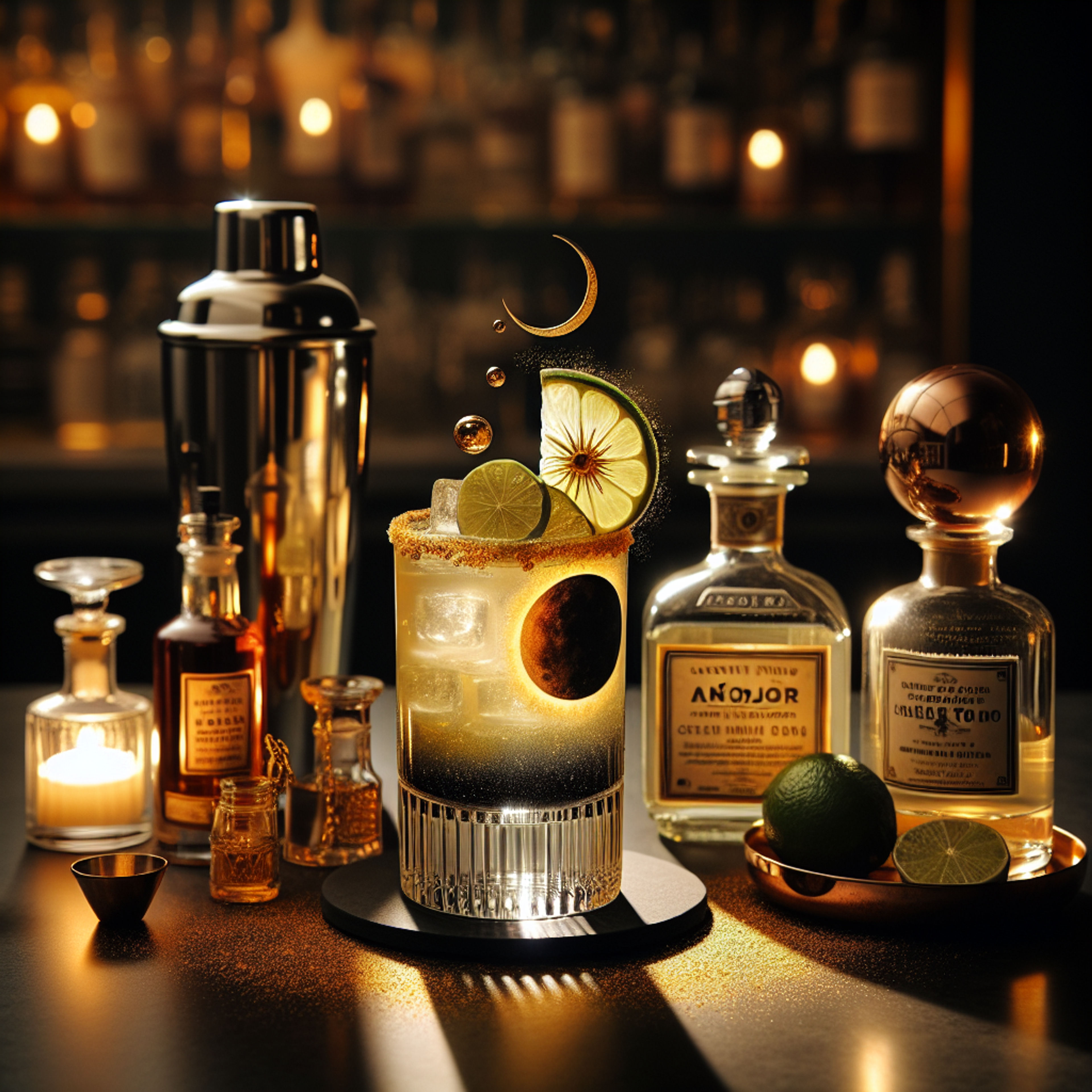 Eclipse of the Sun, Vodka, tequila, absinthe, lime, agave, bitters ...