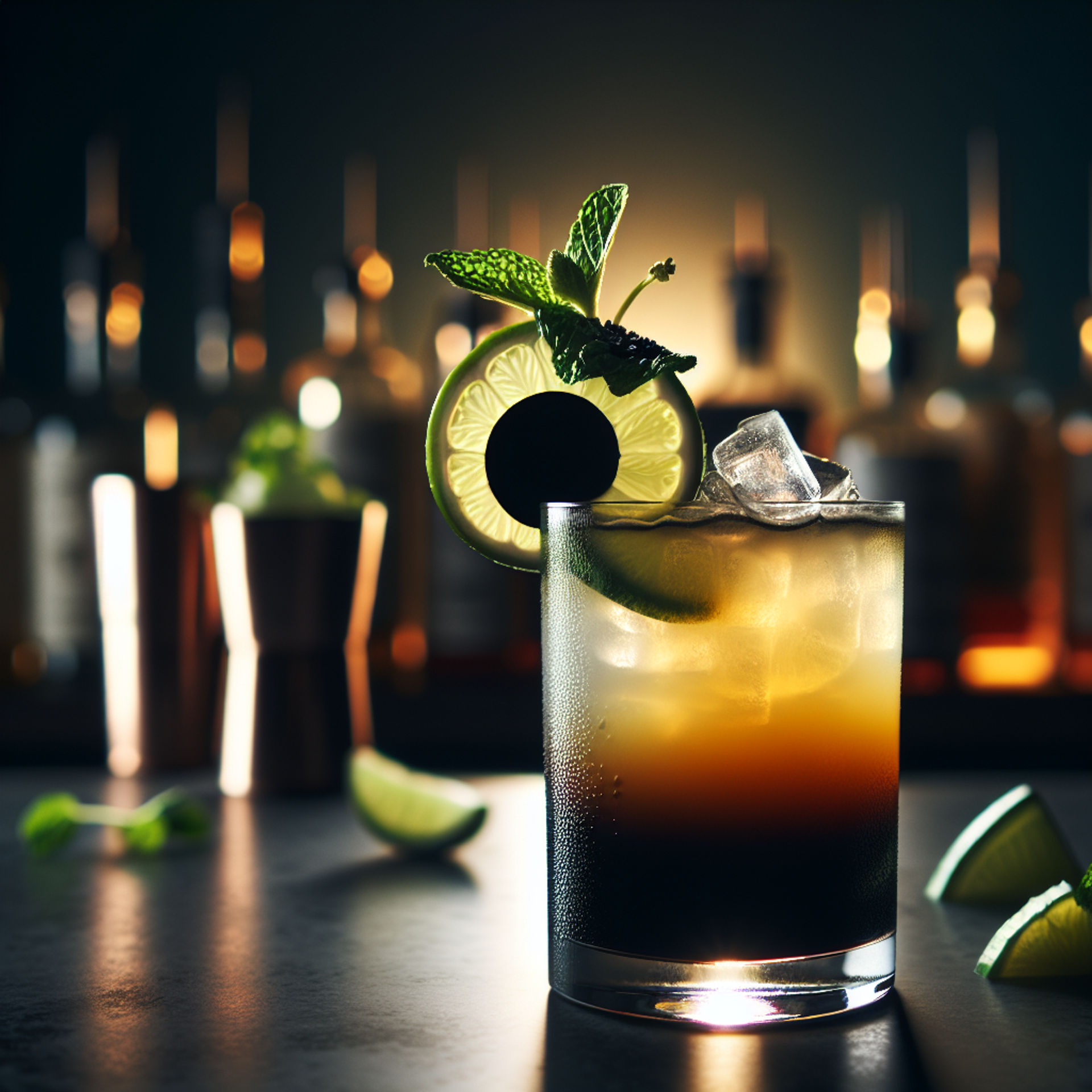 Eclipse Shadow, Low-carb mocktail capturing twilight essence