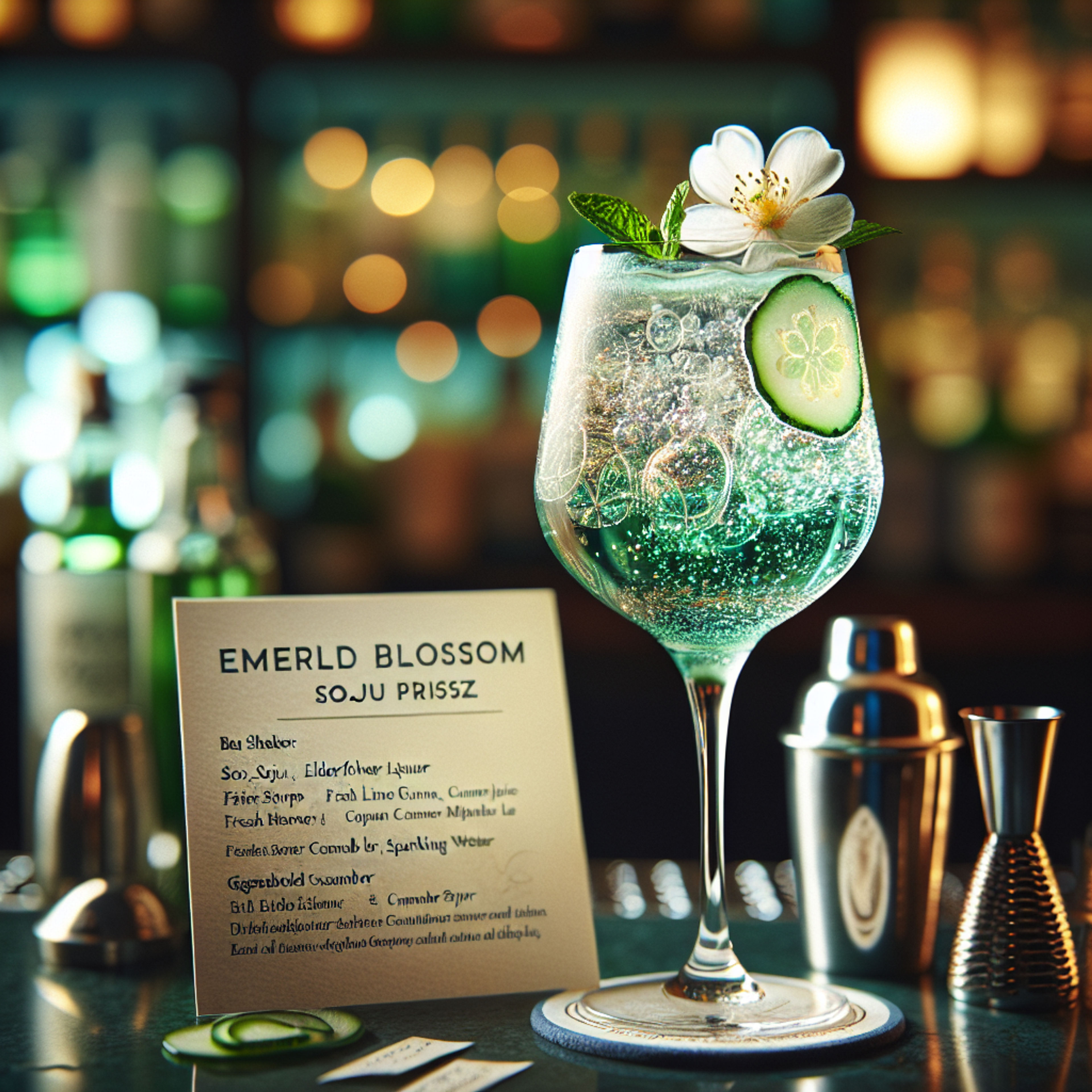 Emerald Blossom Soju Spritz, Refreshing and visually stunning cocktail ...