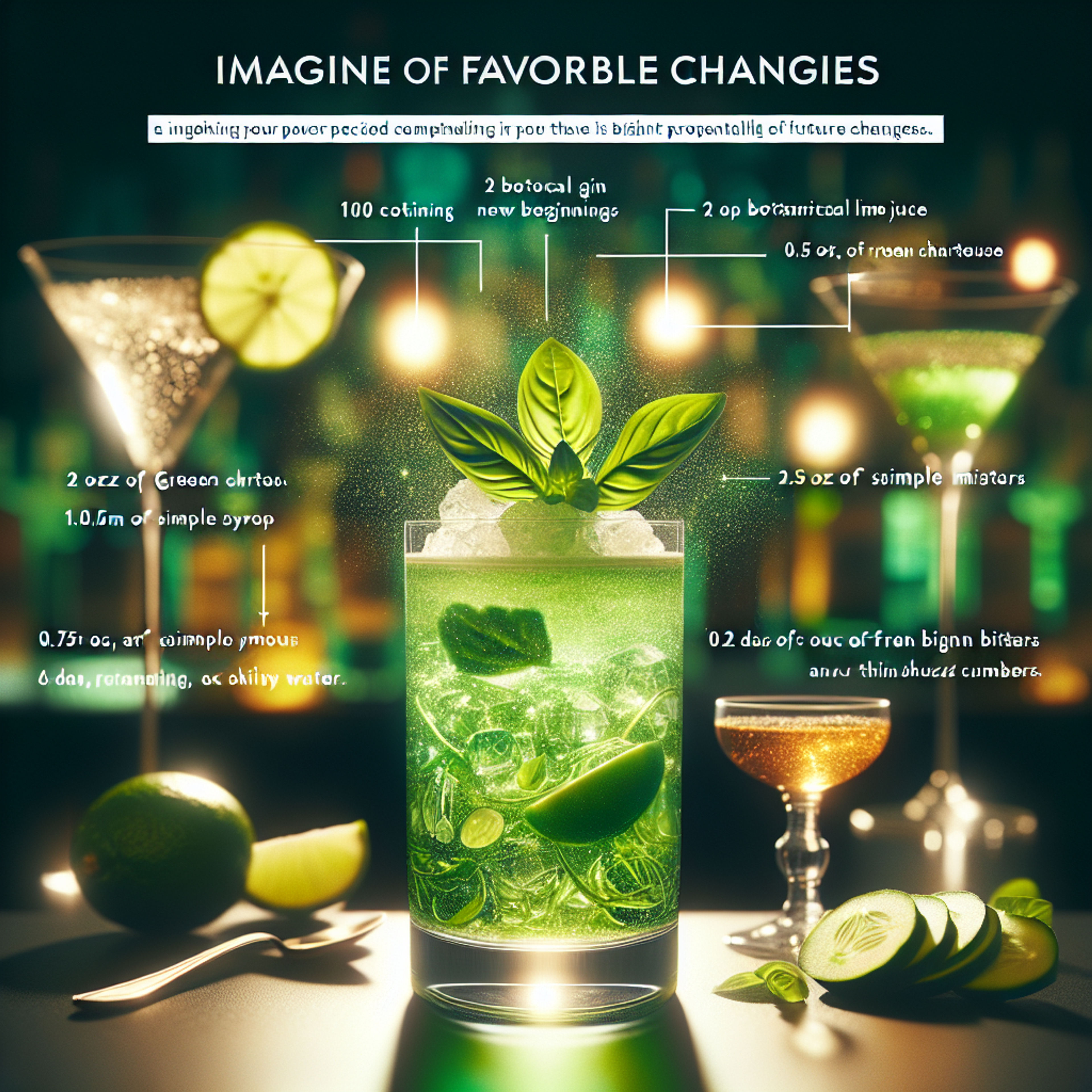 Emerald Evolution, Refreshing, herbaceous cocktail symbolizing growth ...