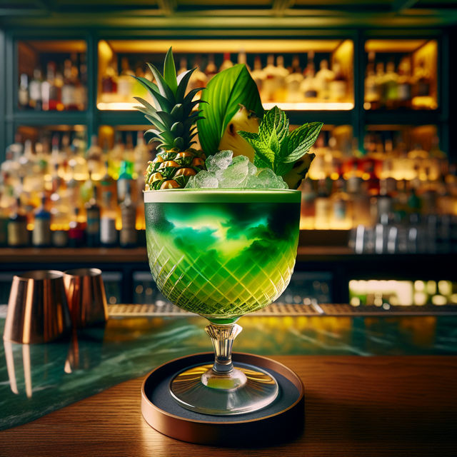 Emerald Isle Elixir, Vibrant tropical cocktail with Midori, pineapple ...