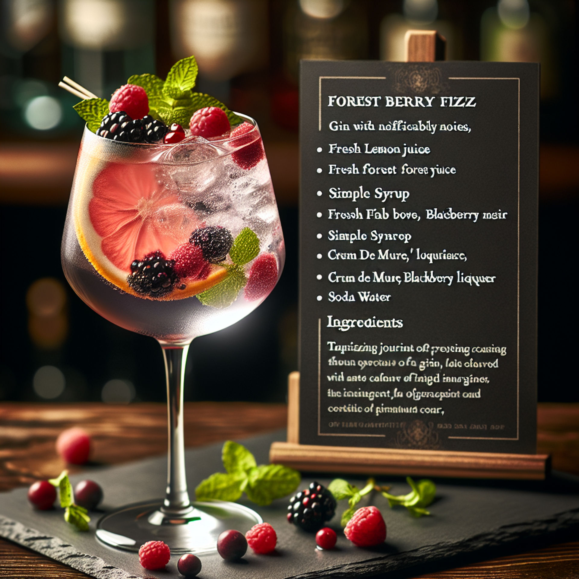 Forest Berry Fizz, Forest Berry Fizz cocktail with gin and forest berries