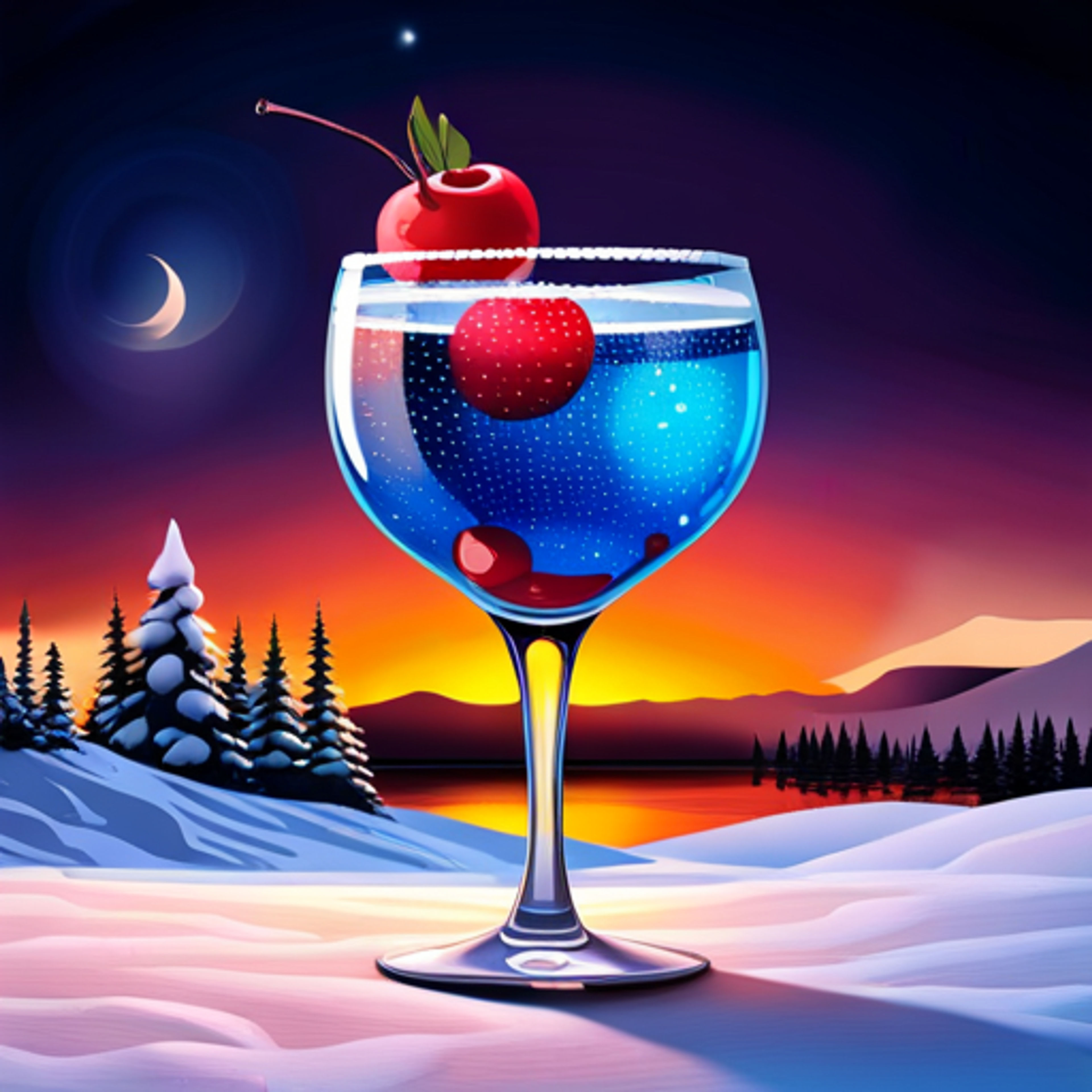 Frostbitten Berry Fizz, Sparkling winter-themed cocktail with blueberry ...
