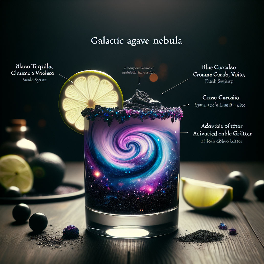 Galactic Agave Nebula, Celestial tequila cocktail with galaxy effect