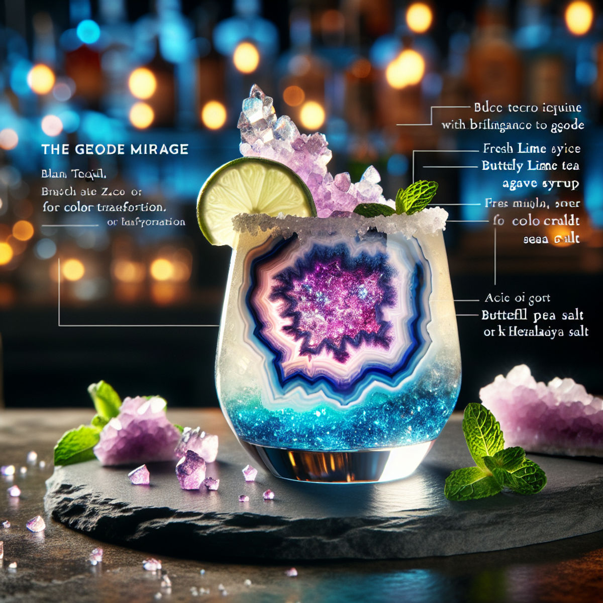 Geode Mirage, Tequila-based cocktail inspired by geodes