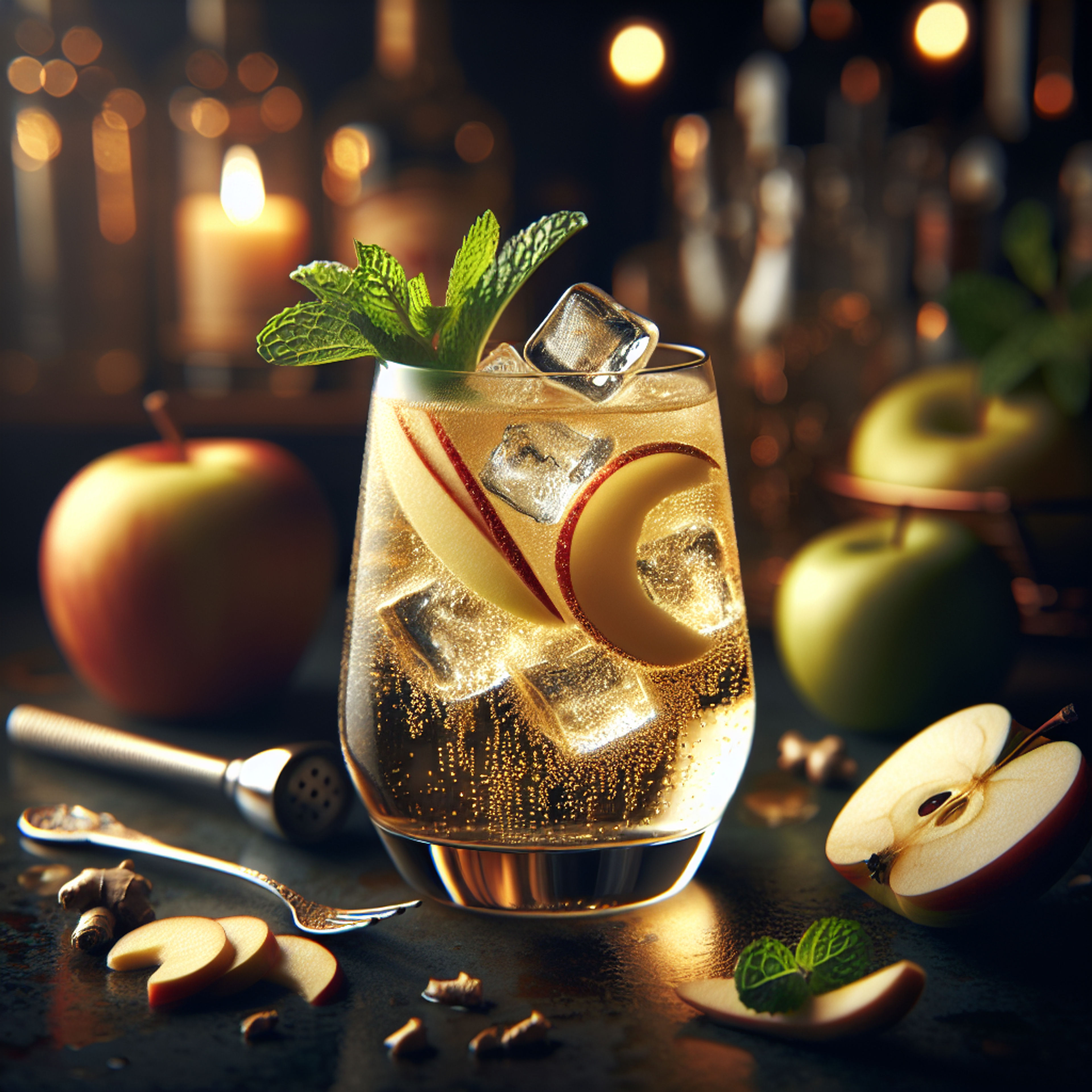 Ginger Apple Sparkler, Refreshing cocktail with ginger and apple flavors