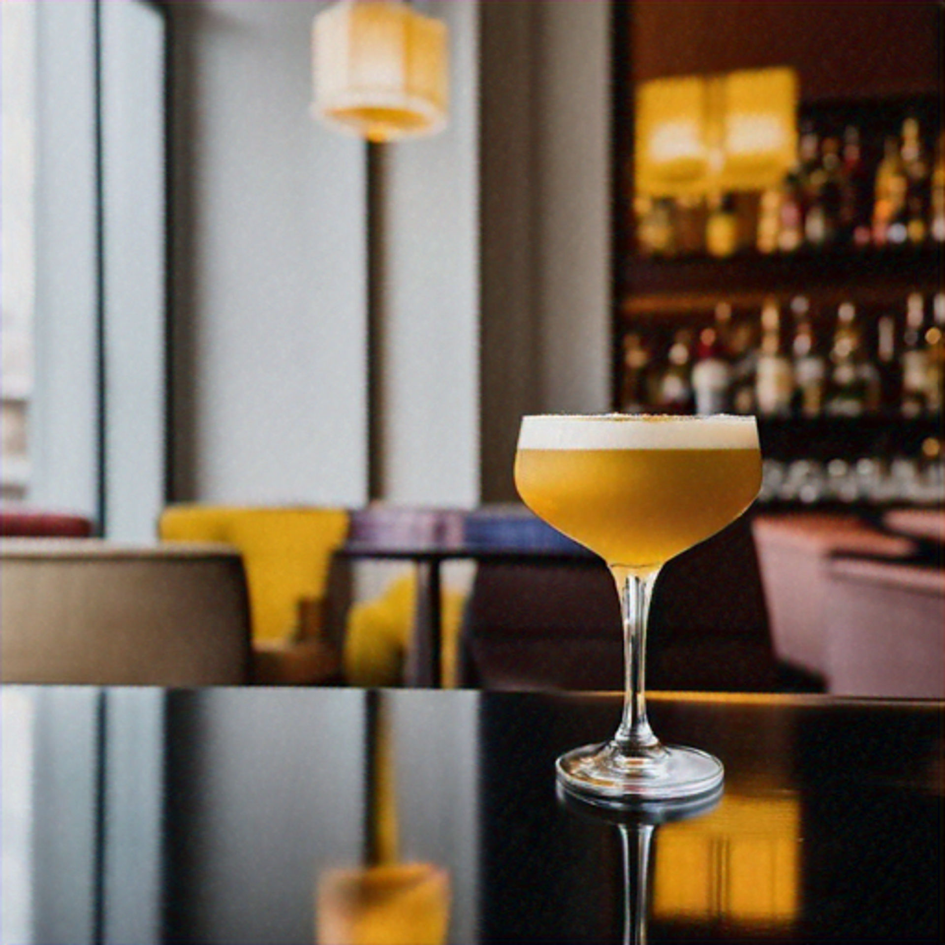 Golden Brandy Comfort, Warm, soothing cocktail for cozy evenings