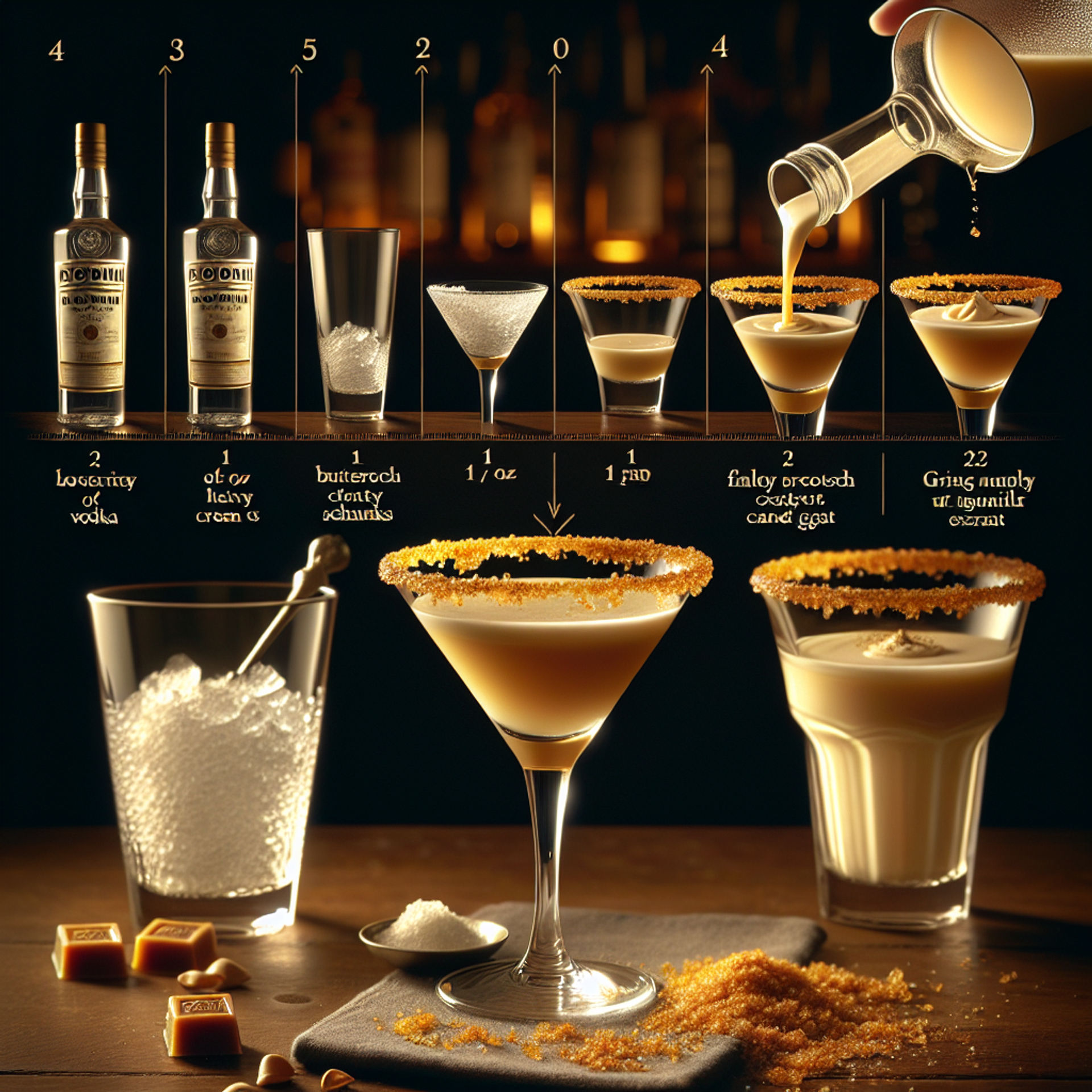 Golden Velvet Martini, Luxurious cocktail with vodka, butterscotch ...