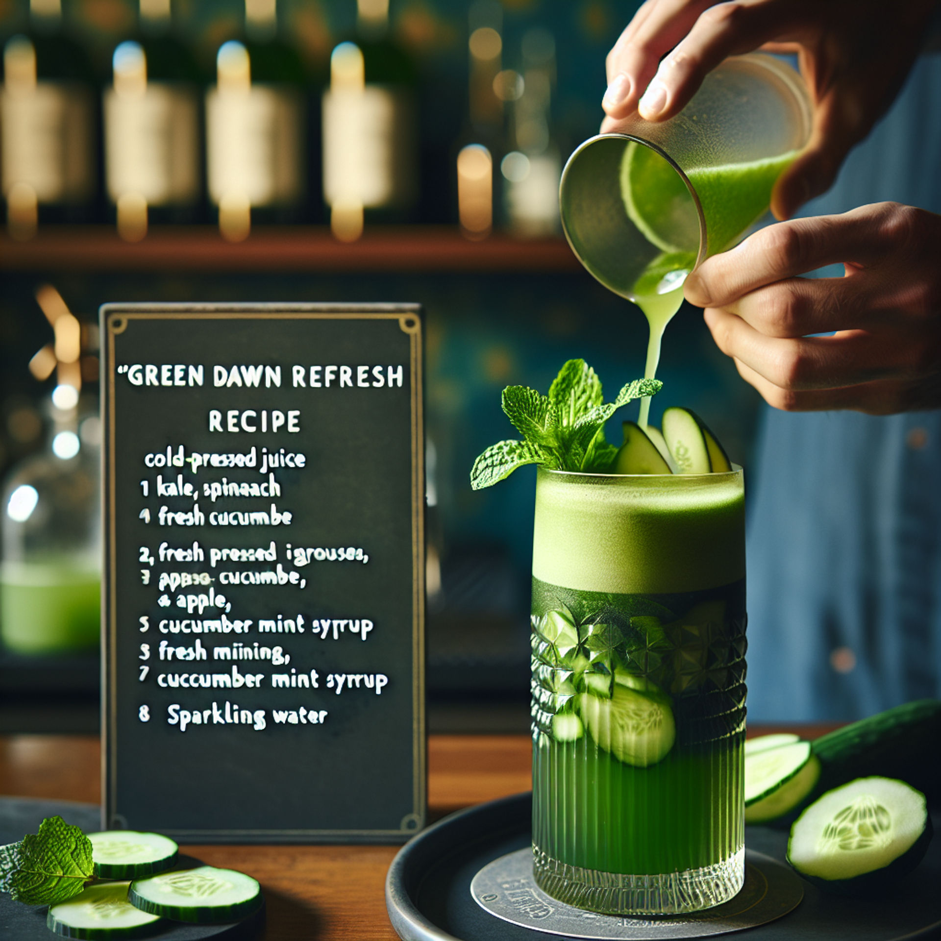 Green Dawn Refresh, Morning green smoothie mocktail in a refreshing mix