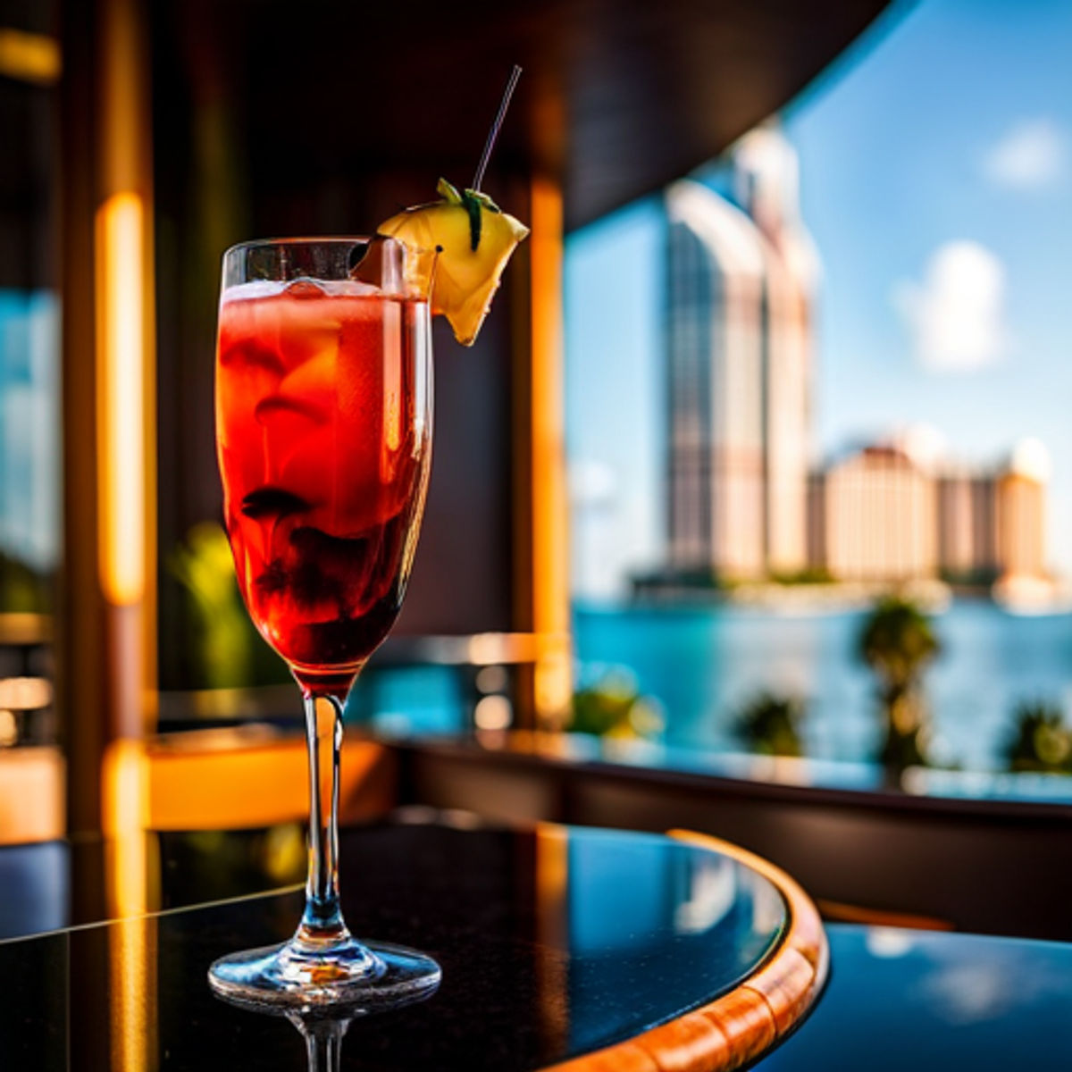 Guava Smoke Escape, Tropical cocktail with guava and smoky brandy