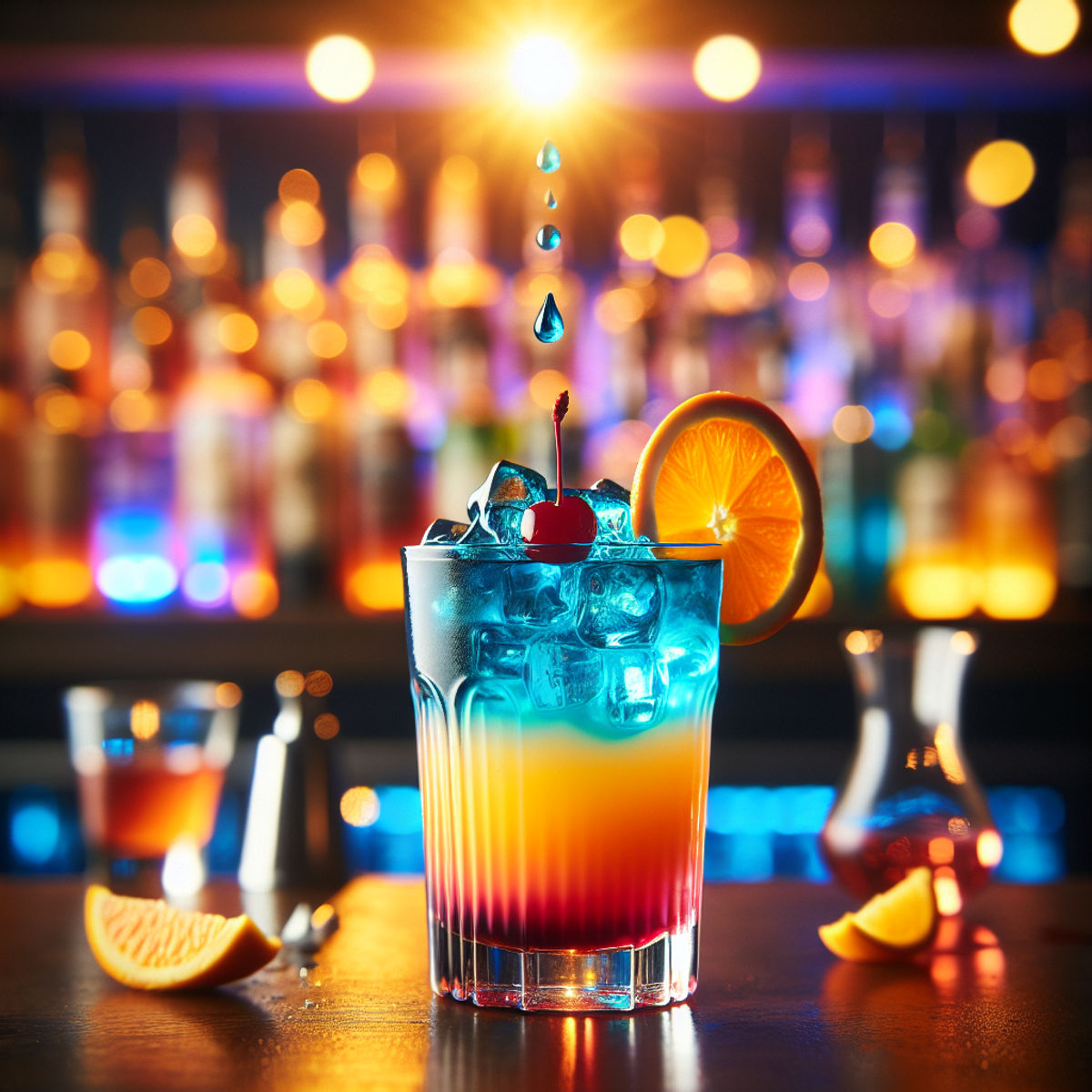 Jalen Brunson Sunset Splash, Vibrant blue and orange cocktail inspired ...