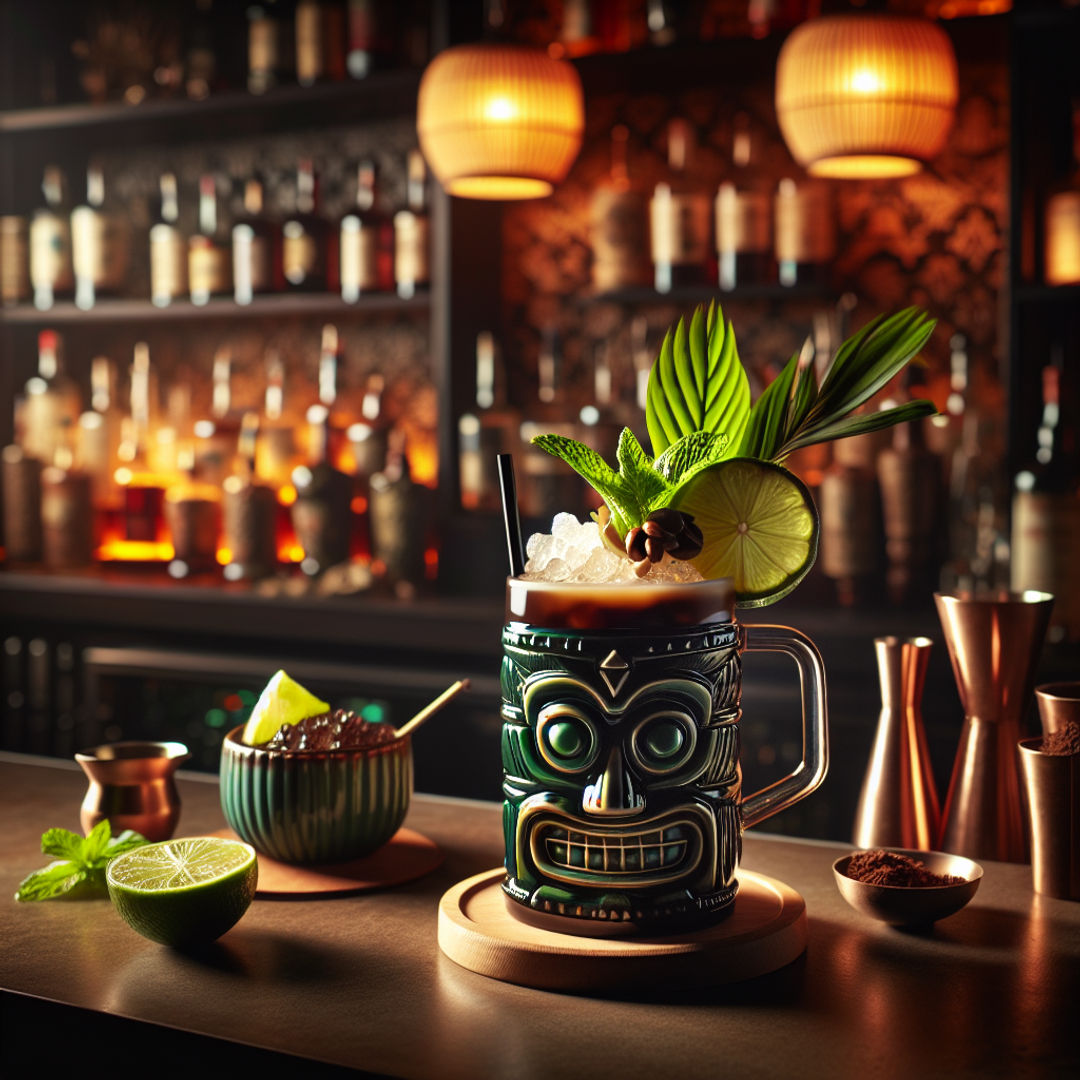 Java Island Breeze, Tropical coffee cocktail with tiki ingredients