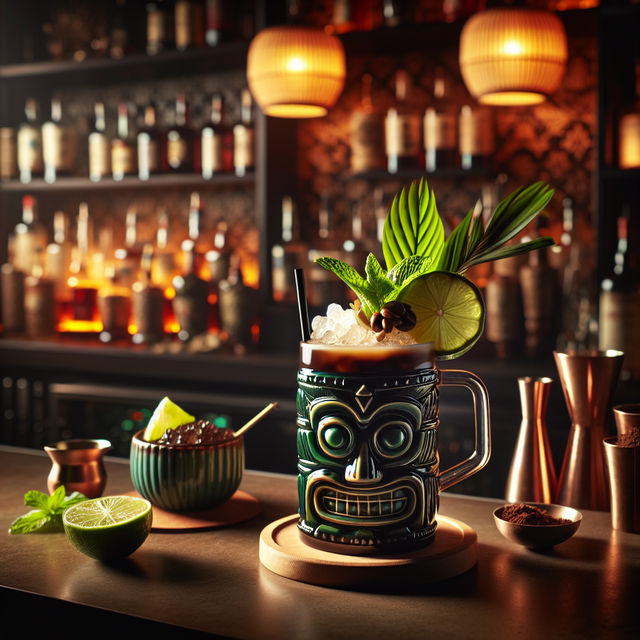 Java Island Breeze, Tropical coffee cocktail with tiki ingredients