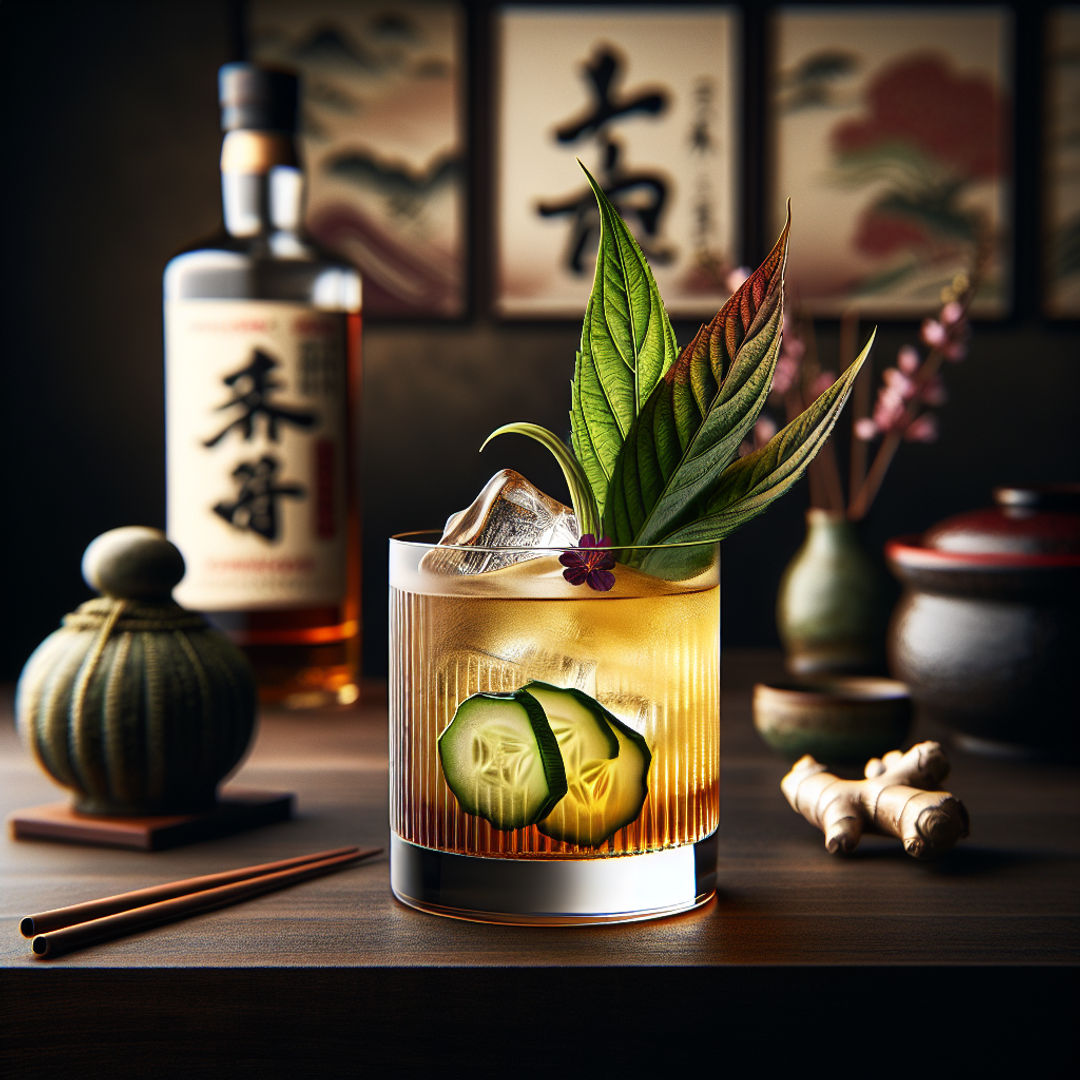Kyoto Twilight, Japanese whisky cocktail with fresh ingredients