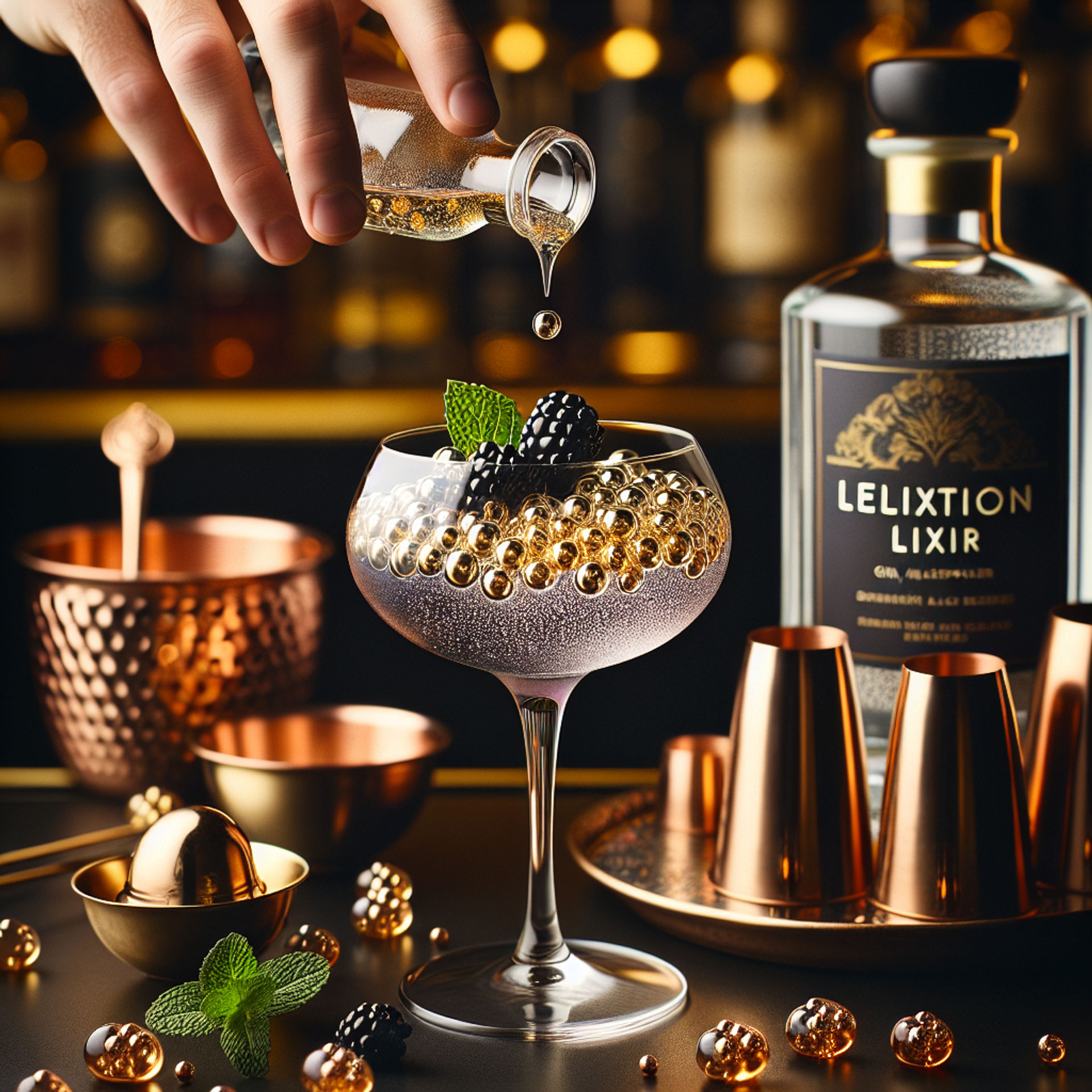 Levitation Elixir, Gin, elderflower, blackberry cocktail with ...