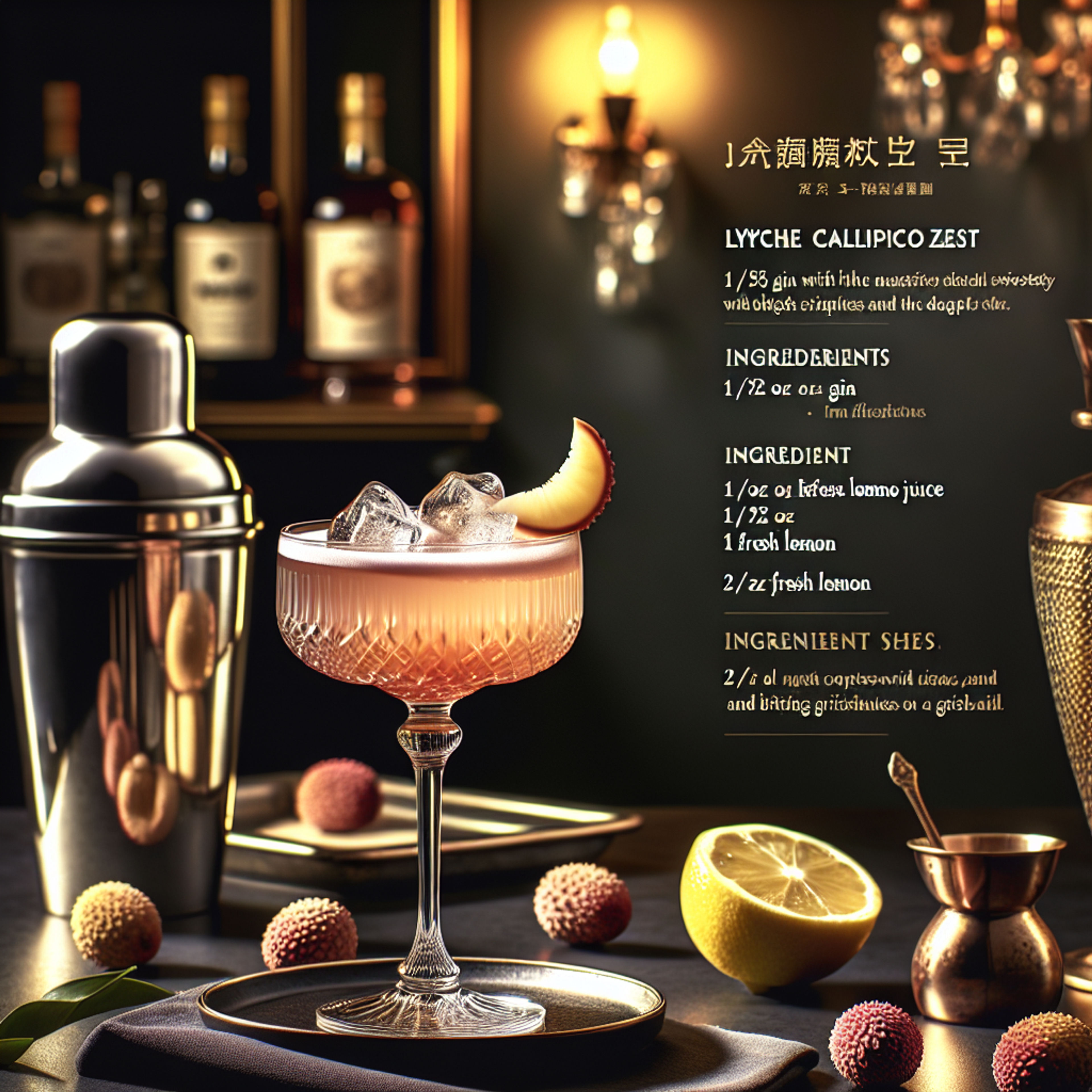 Lychee Calipico Zest, Refreshing lychee cocktail with gin, lemon, and ...