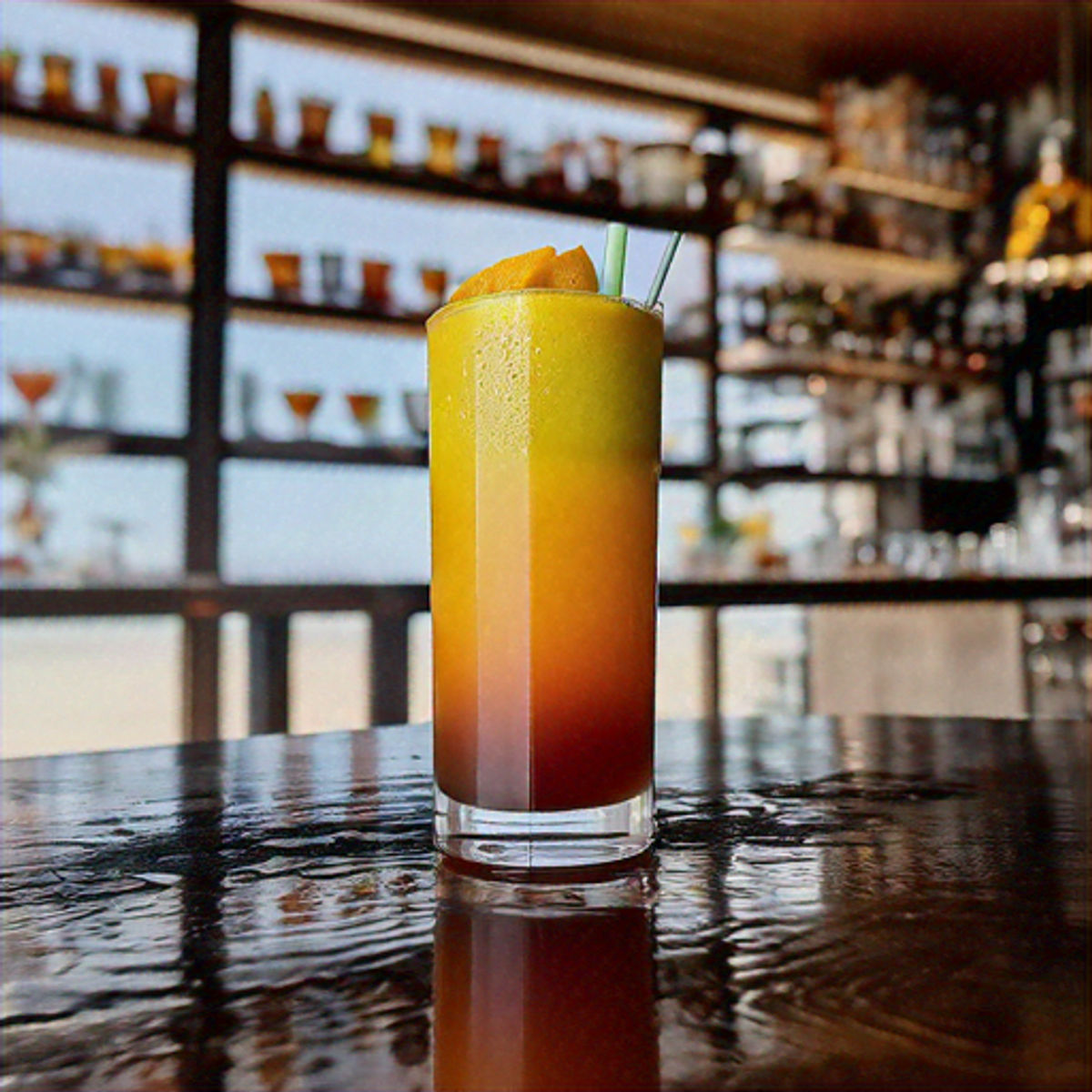 Mango Choco-Sunrise, Bright mango and creamy cacao cocktail