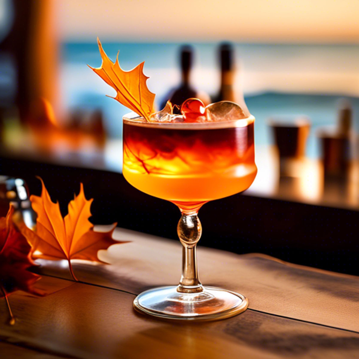 Maple & Smoke, Bourbon cocktail with smoky undertones and maple sweetness