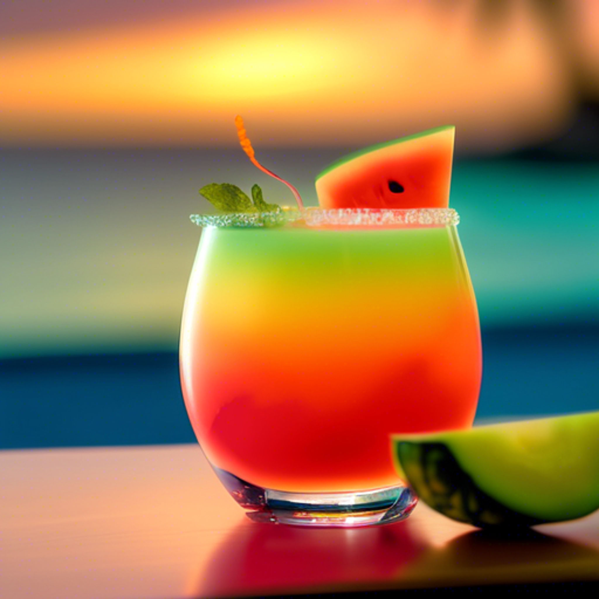 Melon Sunset Sipper, Refreshing tropical cocktail with watermelon ...