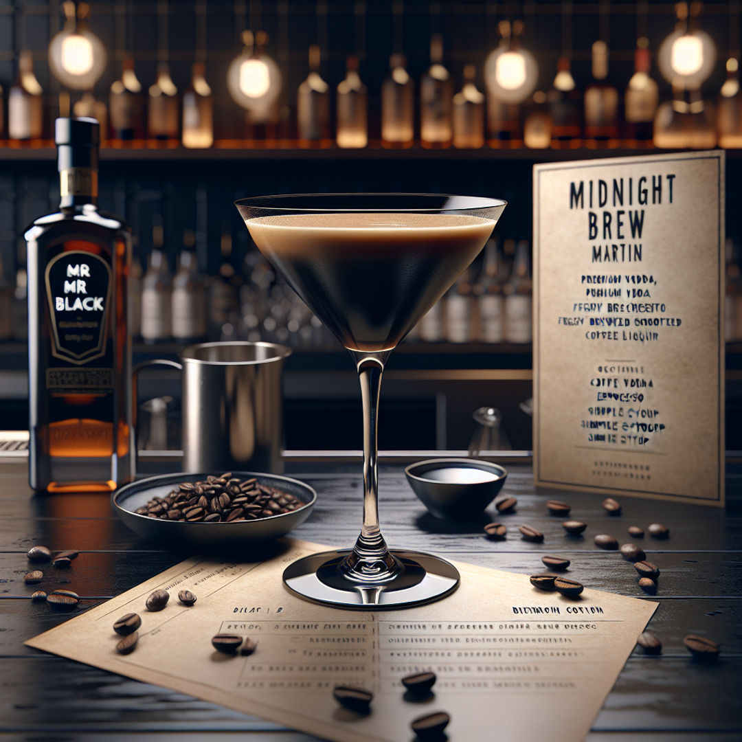 Midnight Brew Martini, Captivating blend of espresso, vodka, and coffee liqueur