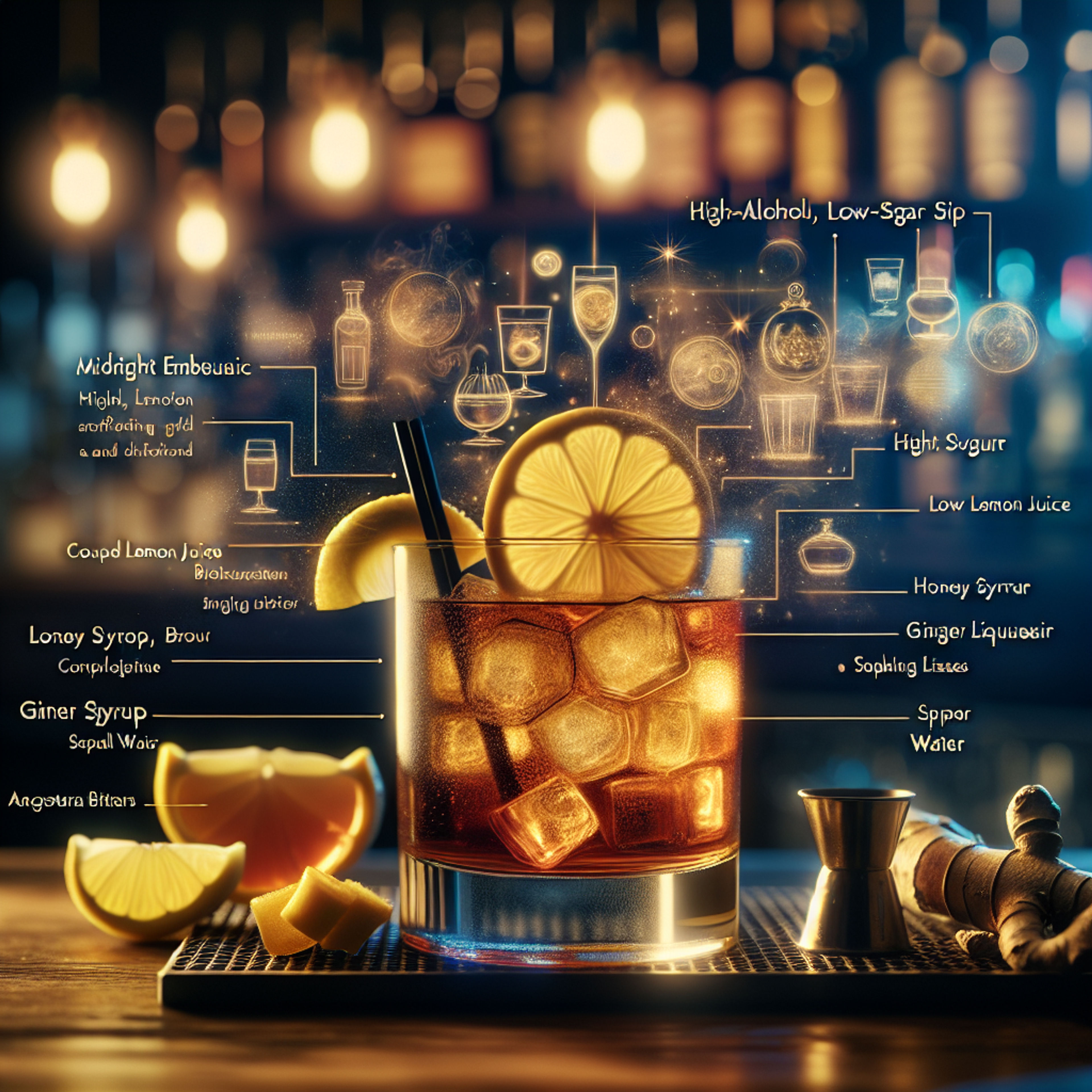 Midnight Ember Sip, Smoky mezcal and bourbon cocktail with ginger and ...