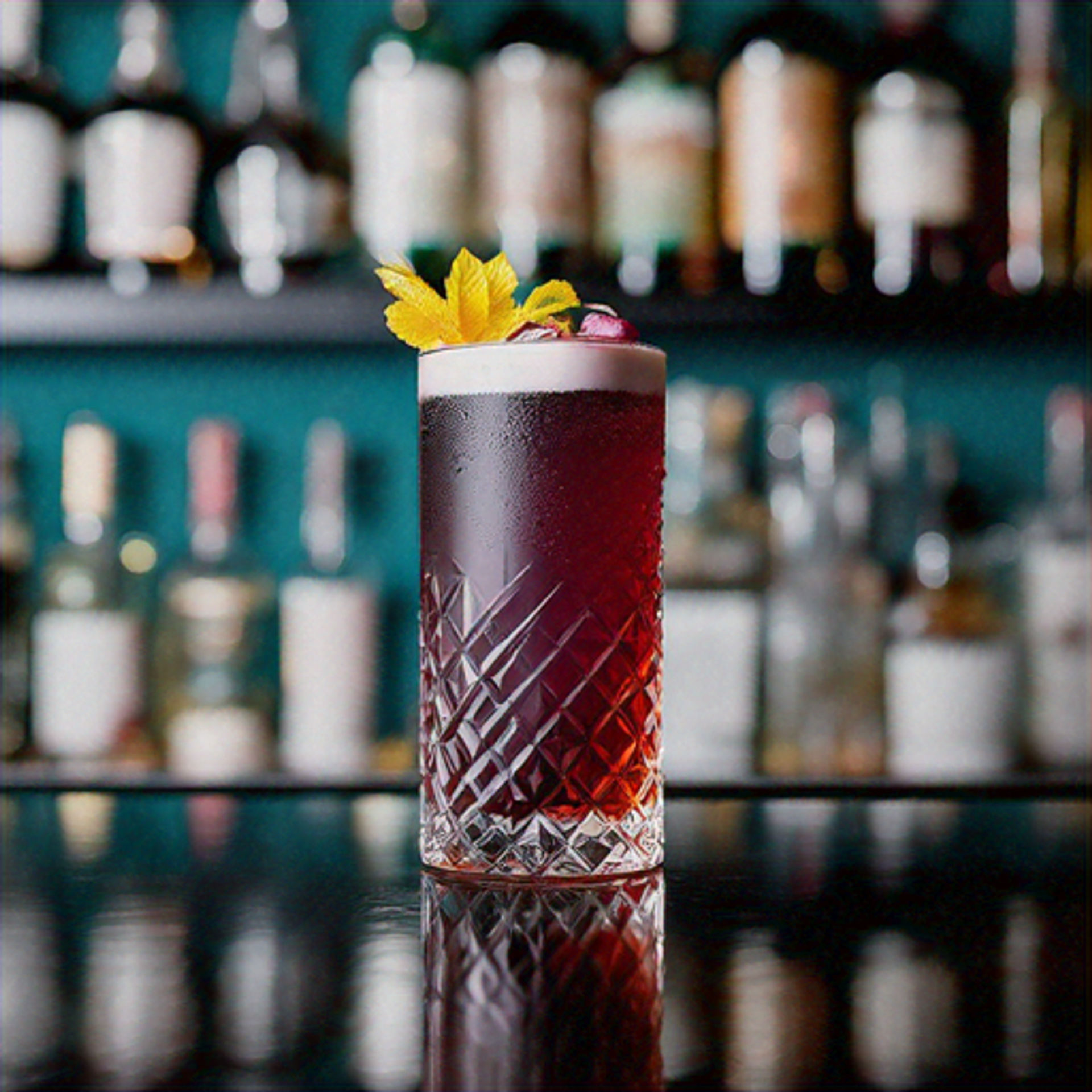 Midnight Garden, Elegant cocktail with black rum, botanicals, and ...