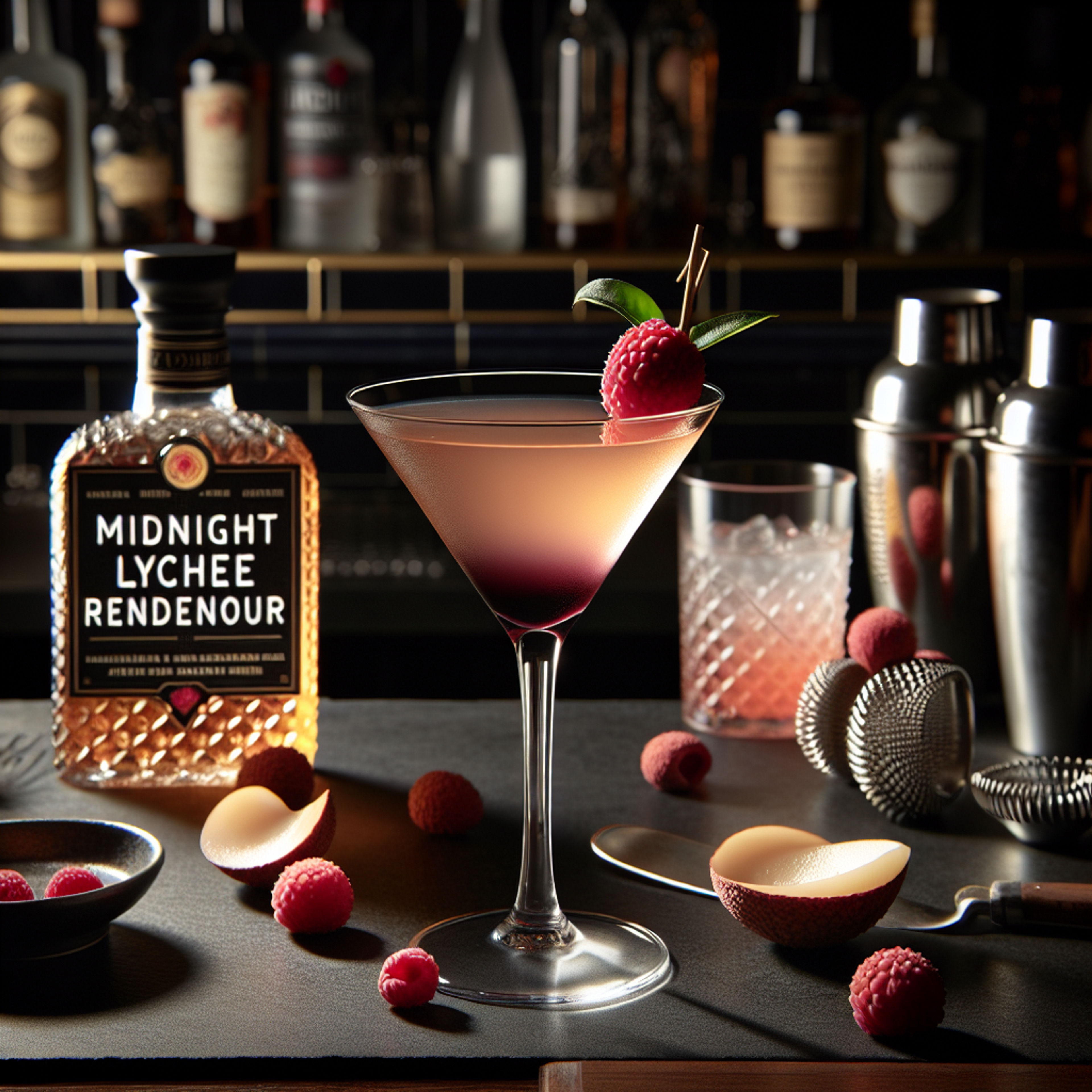 Midnight Lychee Rendezvous, Exotic cocktail with vodka, lychee, and ...