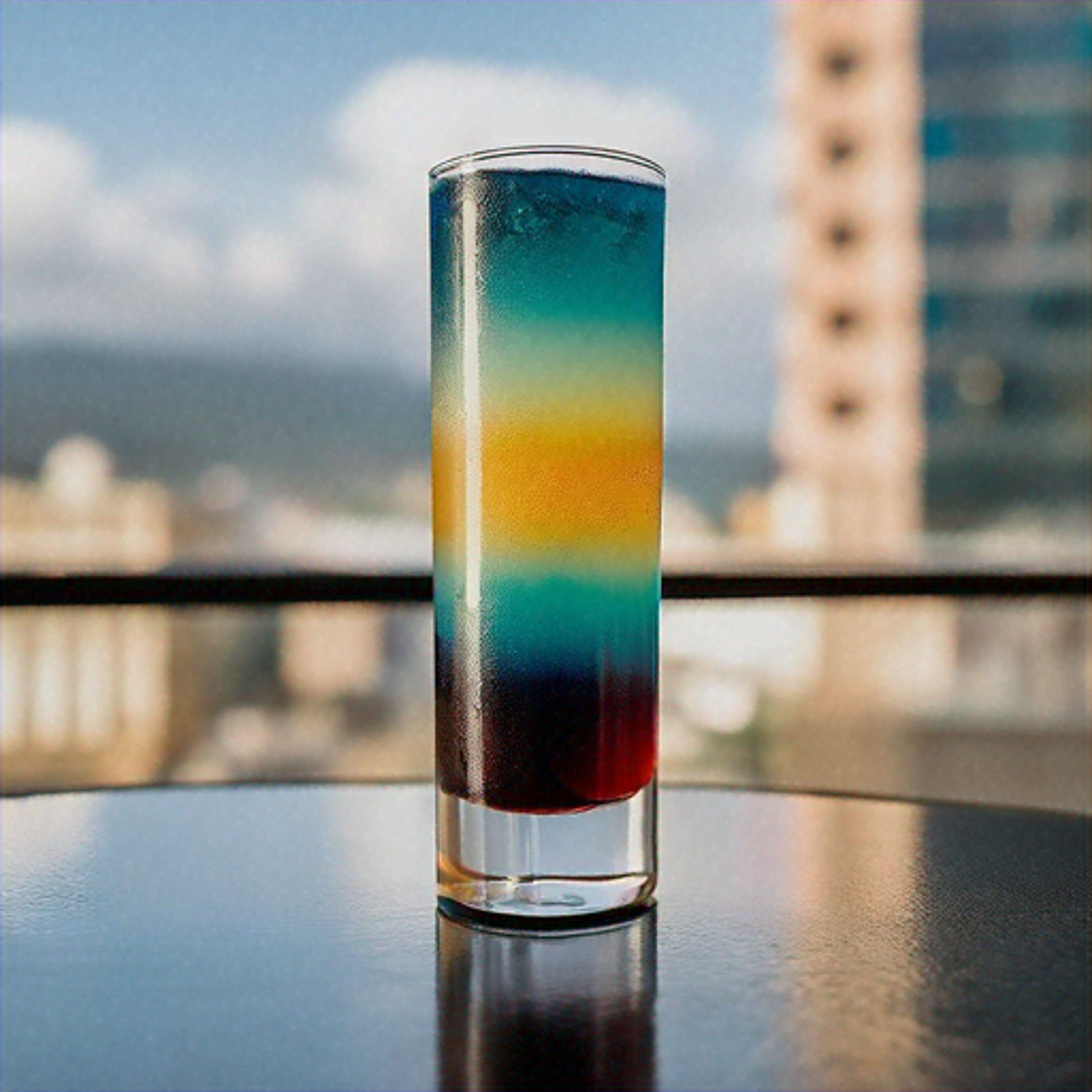 Midnight Mirage, Sweet and bitter cocktail with mesmerizing visual gradient