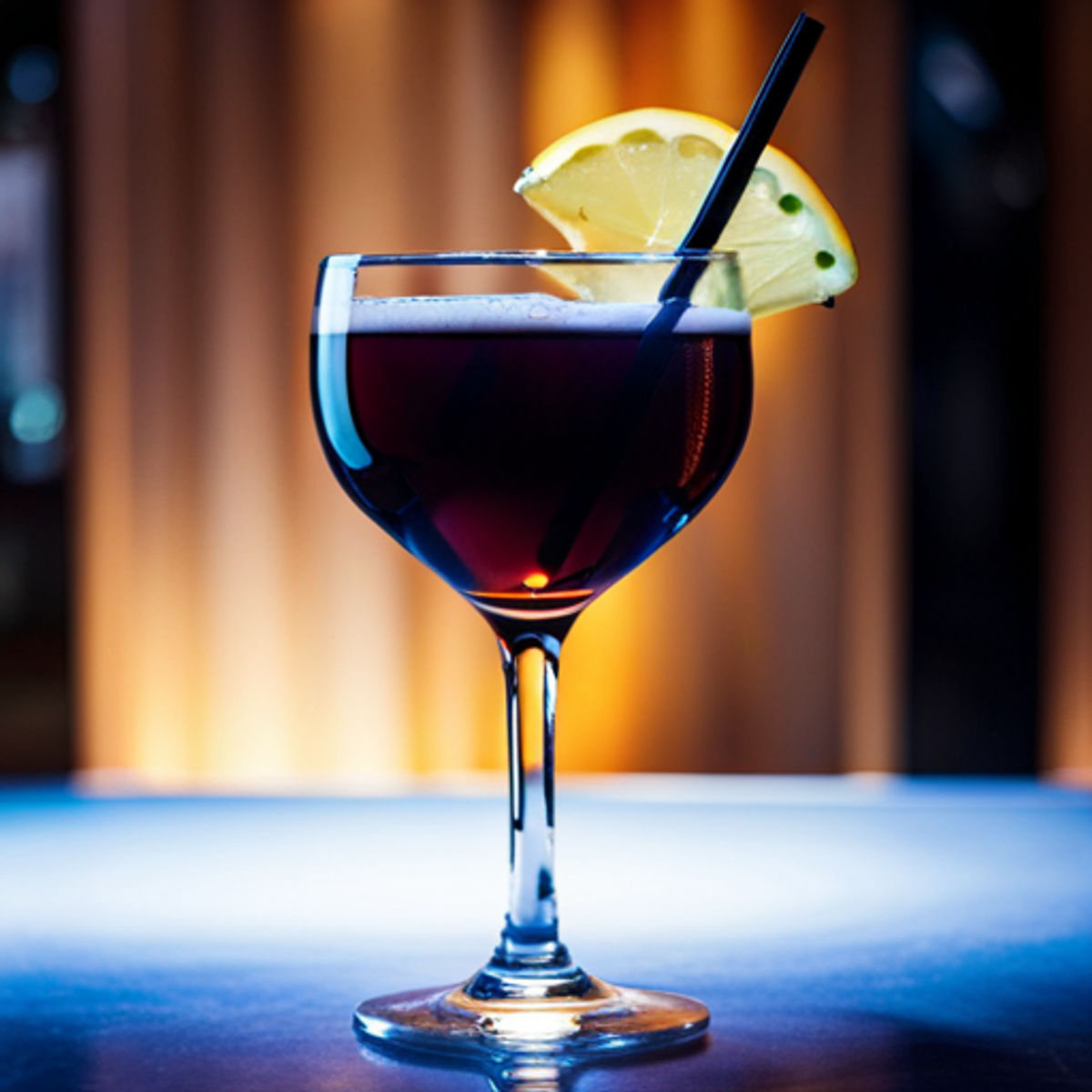 Midnight Reverie, Intricate, sophisticated cocktail with layers of flavors