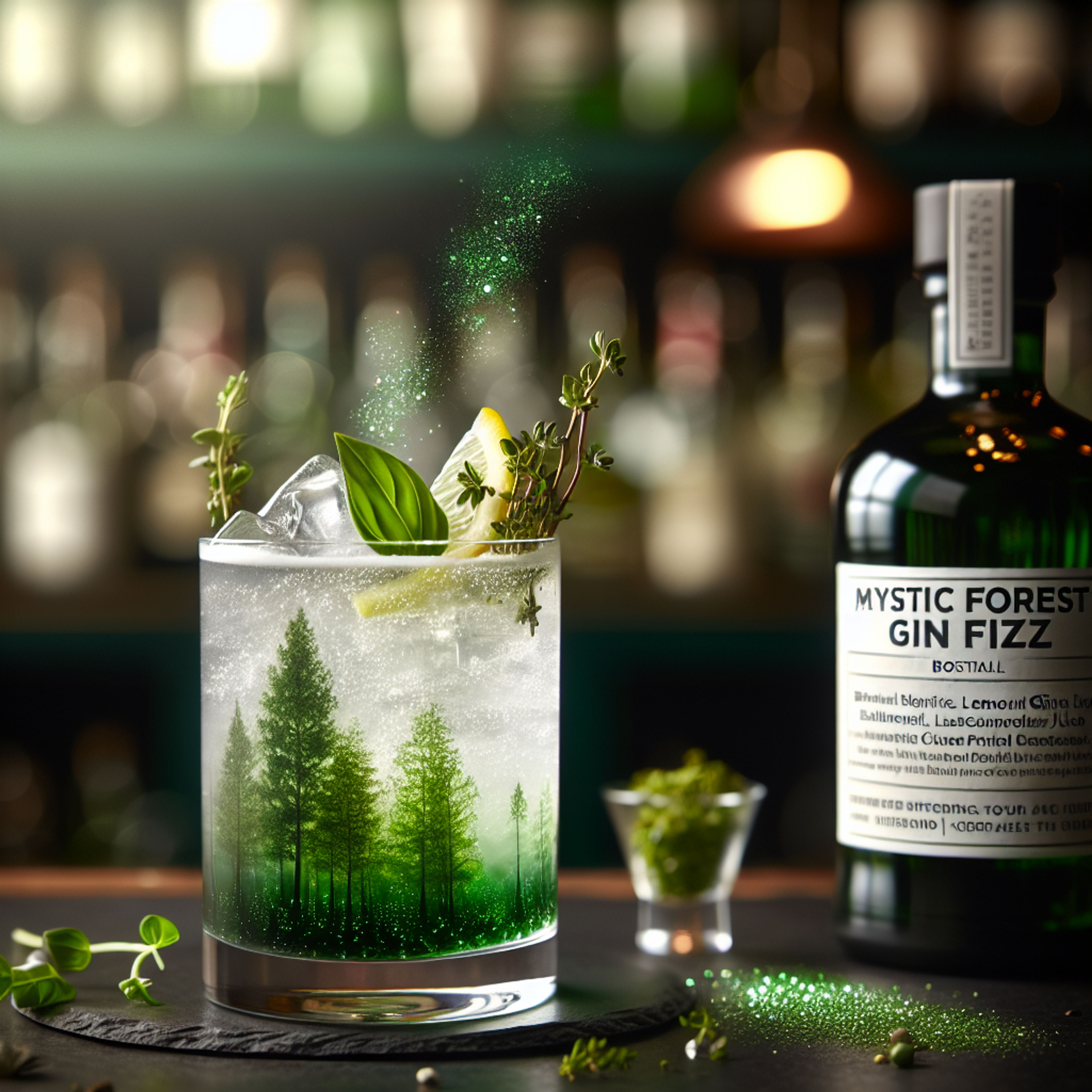 Mystic Forest Gin Fizz, Enchanting forest-inspired gin fizz cocktail