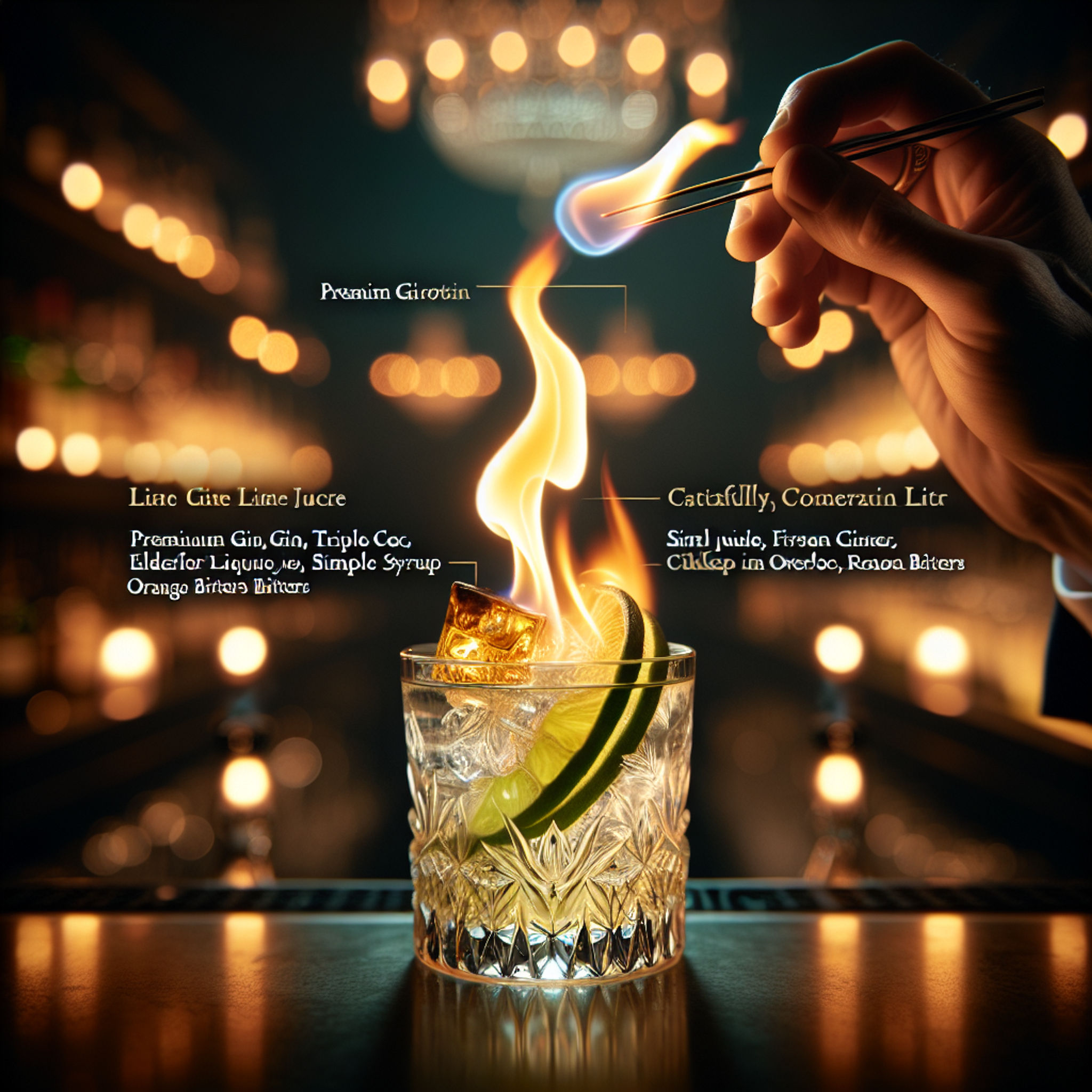Mystic Lime Chandelier, Whimsical cocktail with citrus and floral notes ...