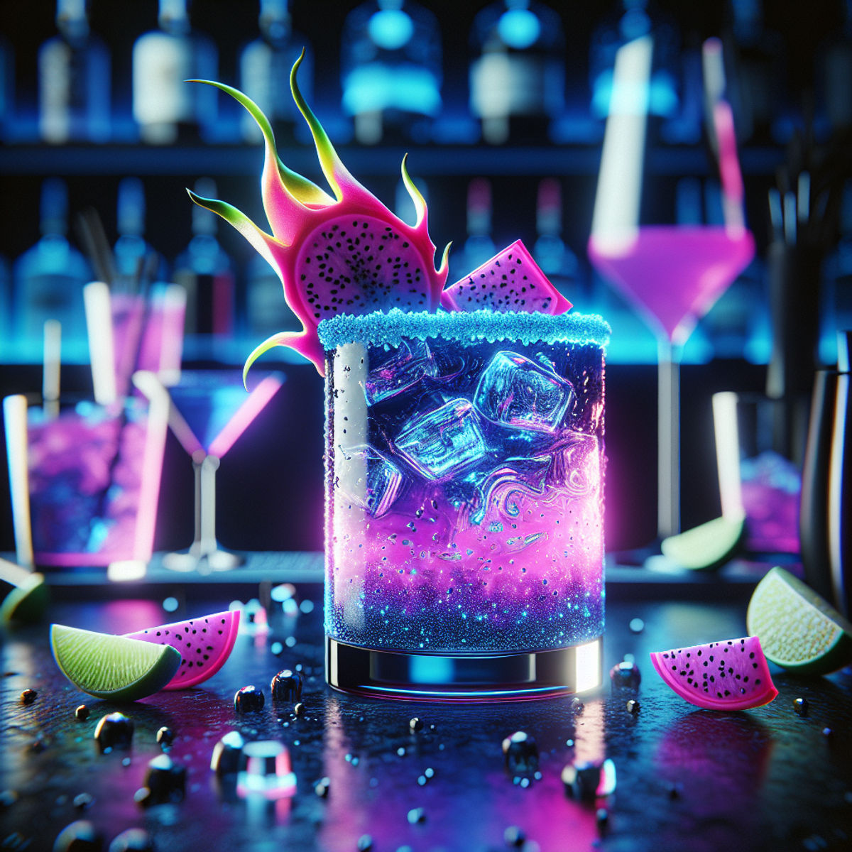 Neon Blitz, Vibrant cocktail for hardcore nightclub adventures