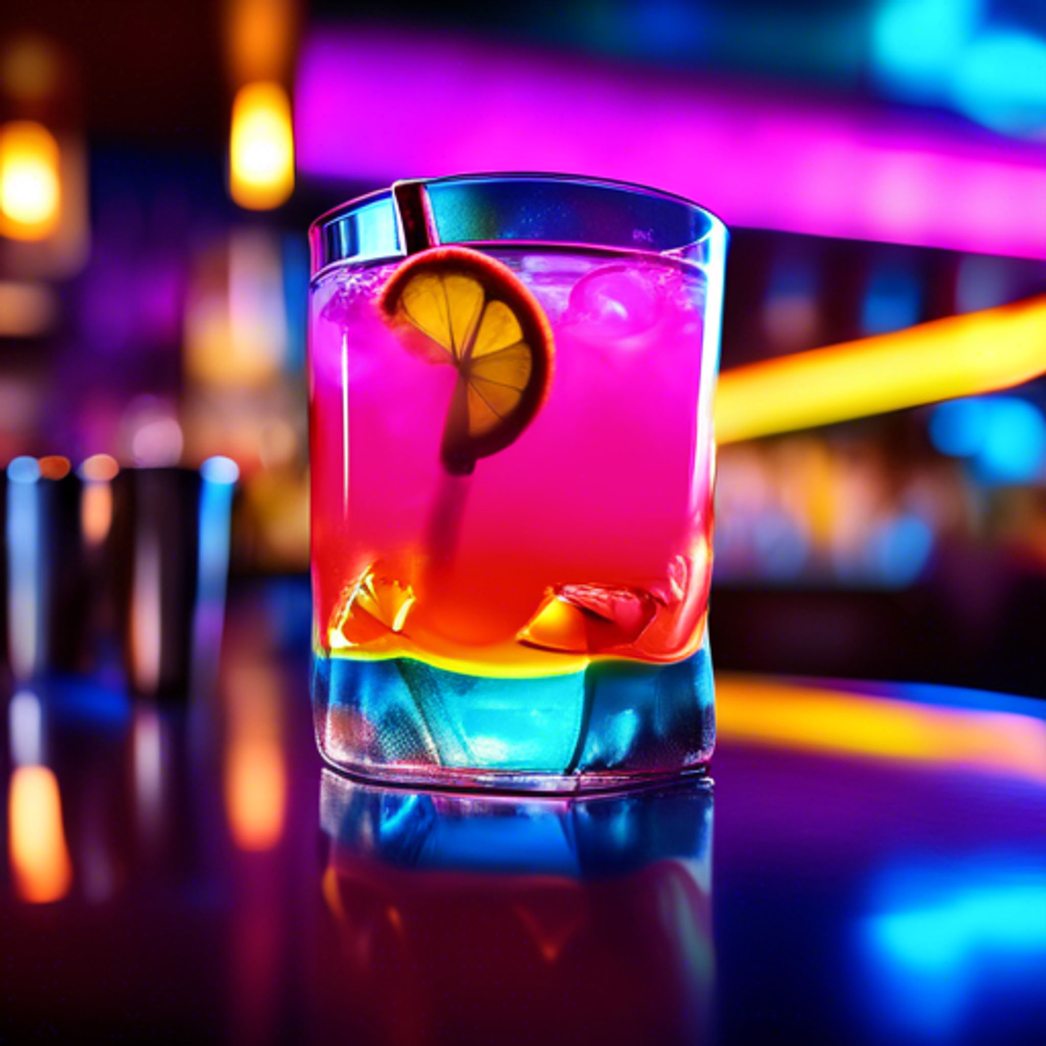 Neon Oasis, Vibrant cocktail with futuristic and tropical vibes