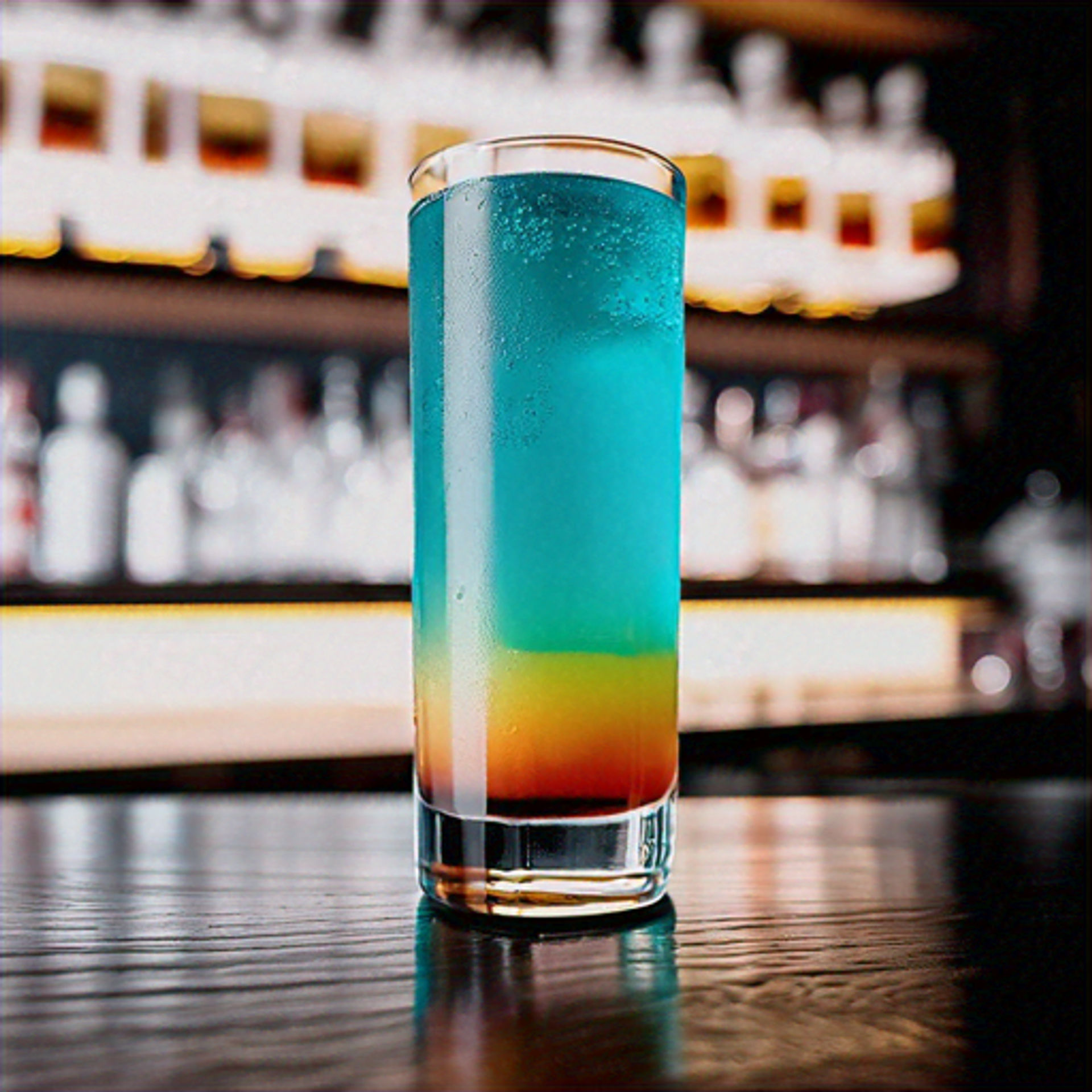 Neon Shadow, Cyberpunk-inspired gin cocktail with a dark, mysterious twist
