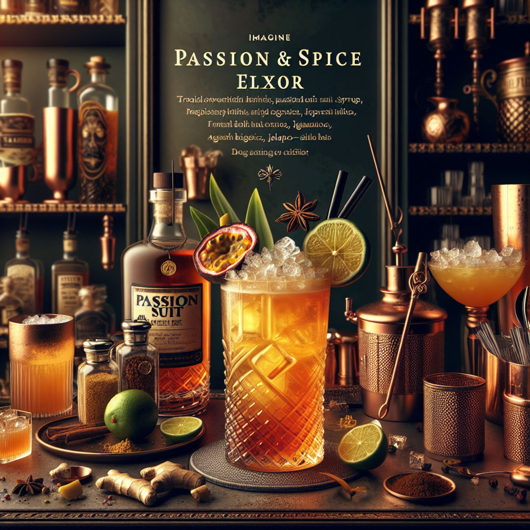 Passion & Spice Elixir, Tropical cocktail with passion fruit syrup and ...