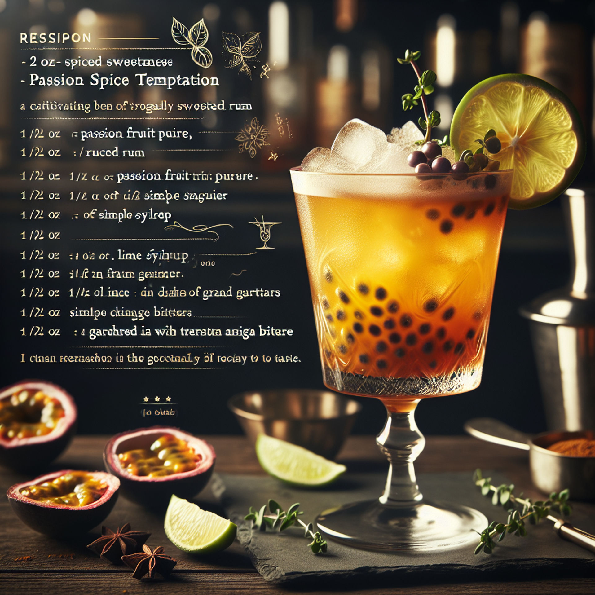 Passion Spice Temptation, Exotic cocktail with passion fruit, rum, and ...