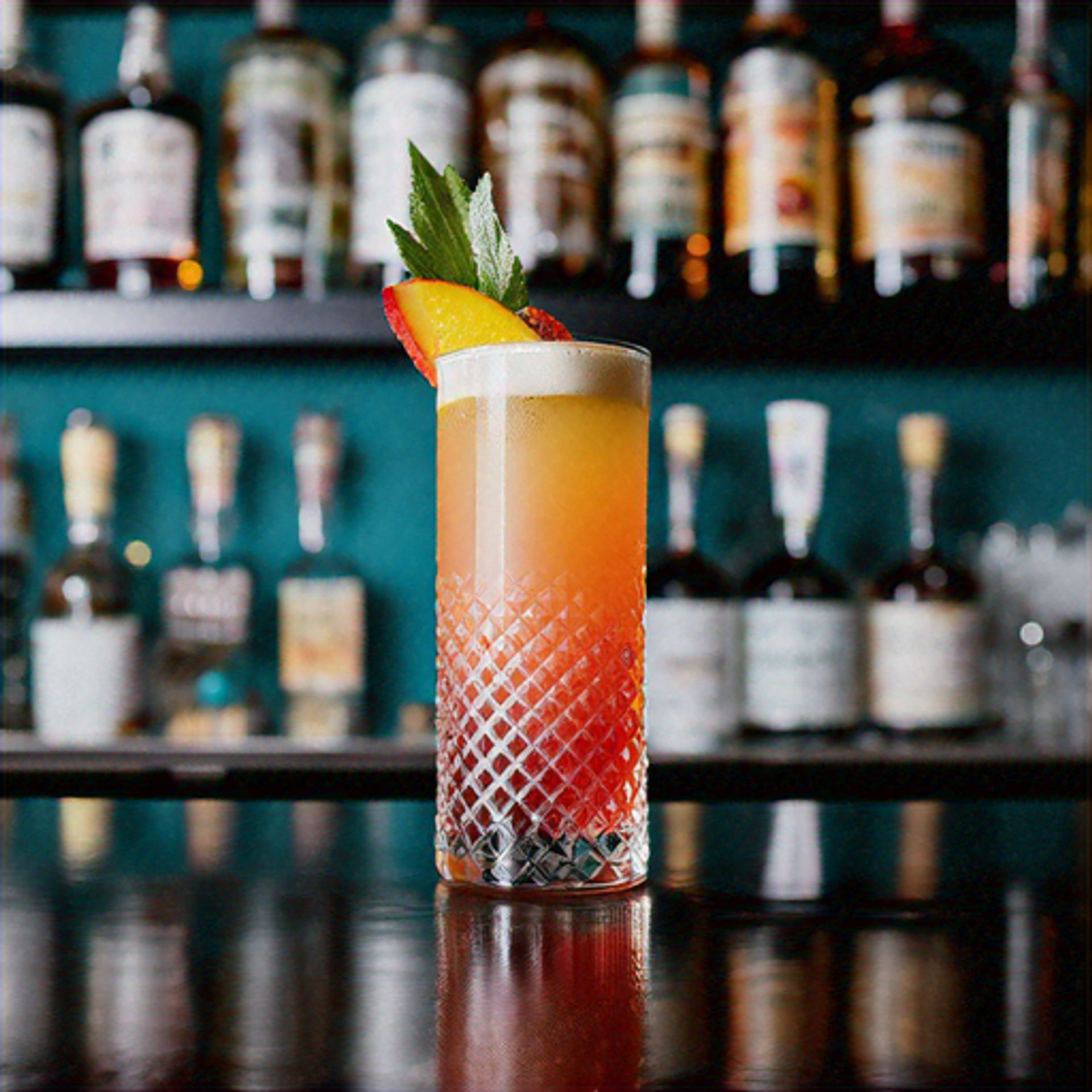 Peachy Pirate, Tropical rum cocktail with peach, vanilla, coconut, and ...