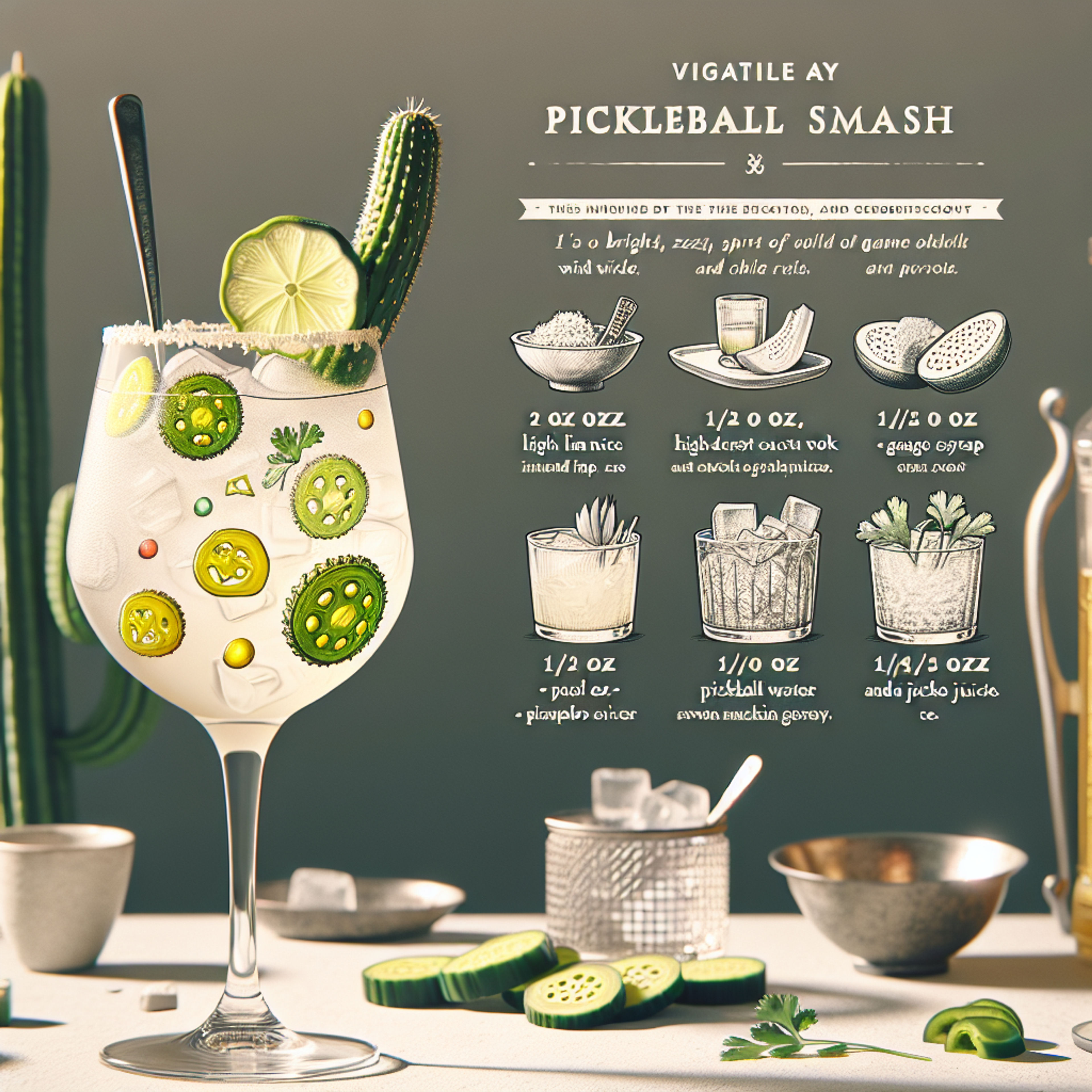Pickleball Smash, Refreshing cactus vodka cocktail with a pickleball twist