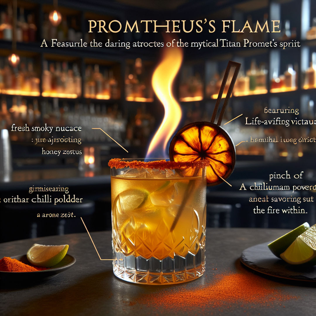 Prometheus's Flame, Fiery mezcal cocktail with citrus, honey, and chili ...