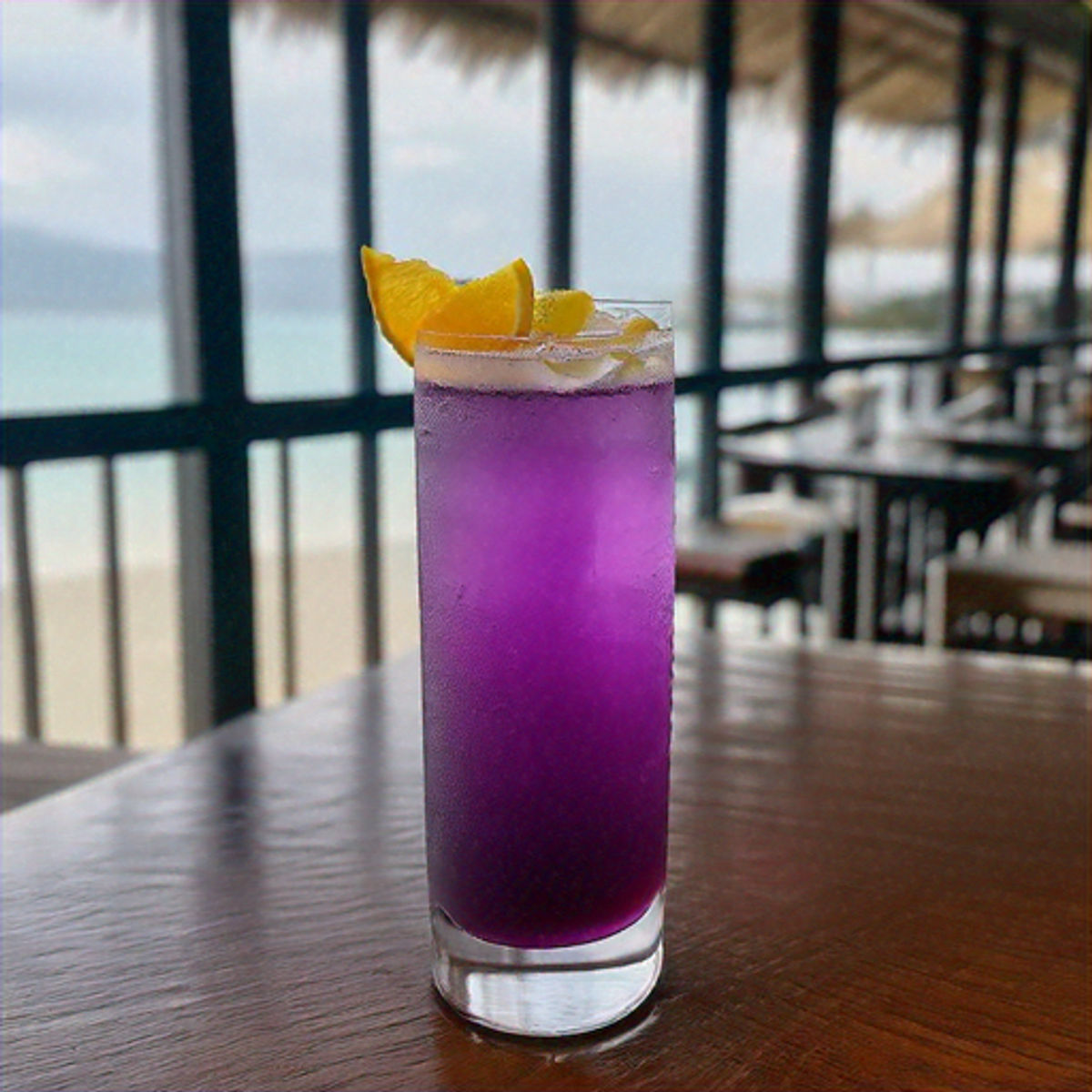 Purple Bliss Mocktail, Vibrant purple non-alcoholic drink with fruity ...